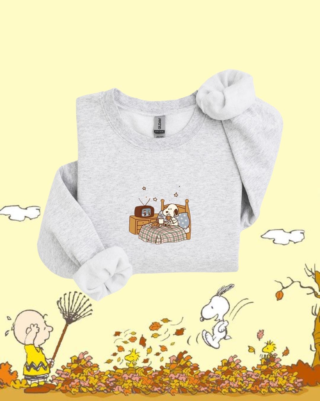 Snoopy Bedtime Cozy Crewneck Sweatshirt Peanuts Relaxation Sweater Cute ...
