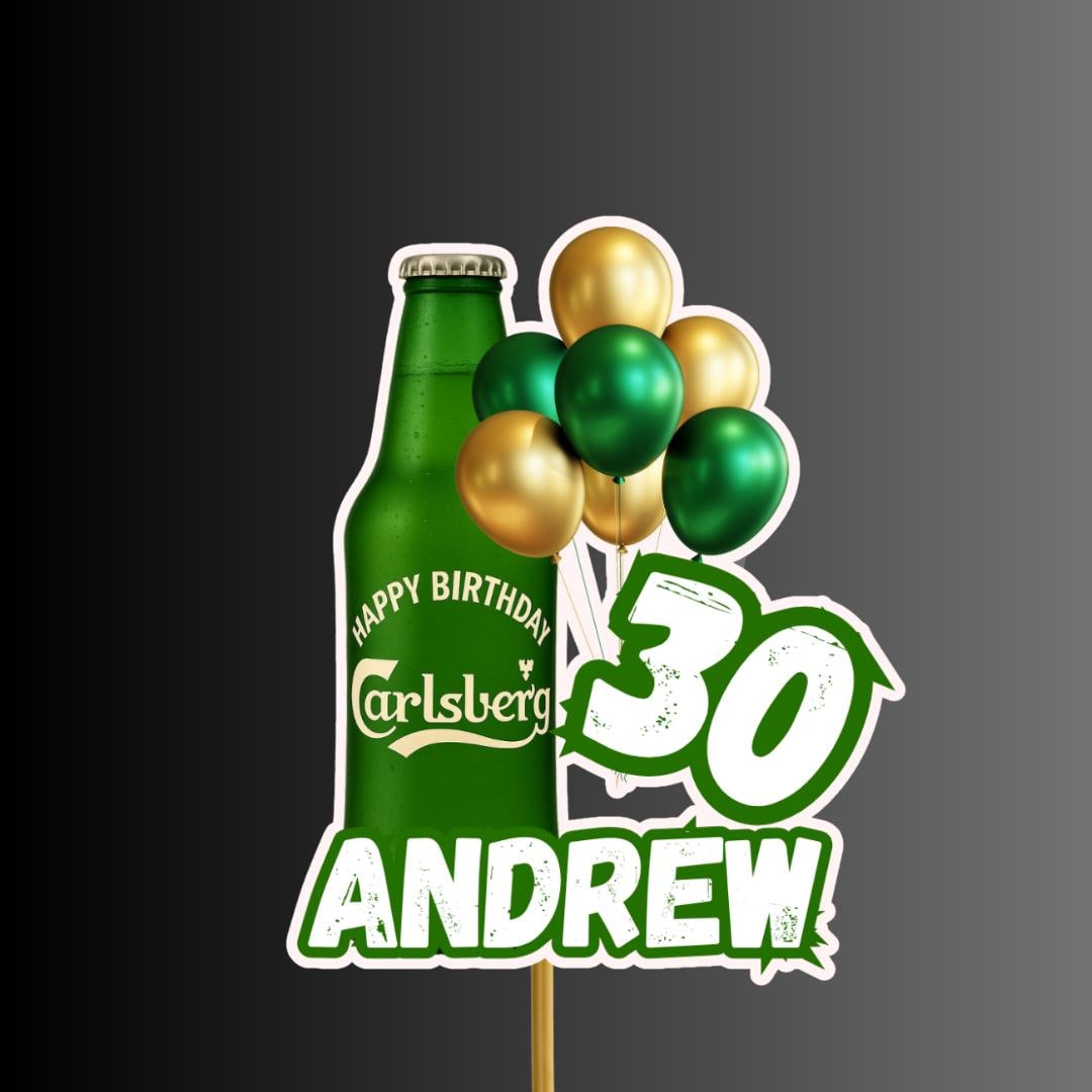 Carlsberg Beer Lager Bottle Personalised Cake Topper Decoration Any ...