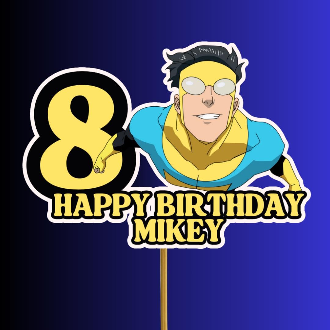 Invincible Personalised Cake Topper Any Name Any Age Minecraft ...