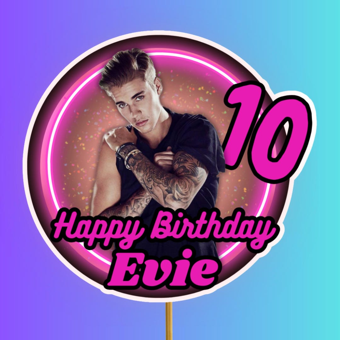 Personalised Beiber Cake Topper Any Name Any Age Justin - Etsy