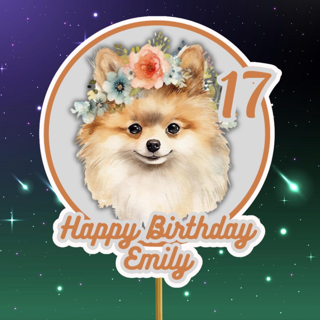 Pomeranian Dog Lover Personalised Cake Topper Any Name Any Age Birthday ...