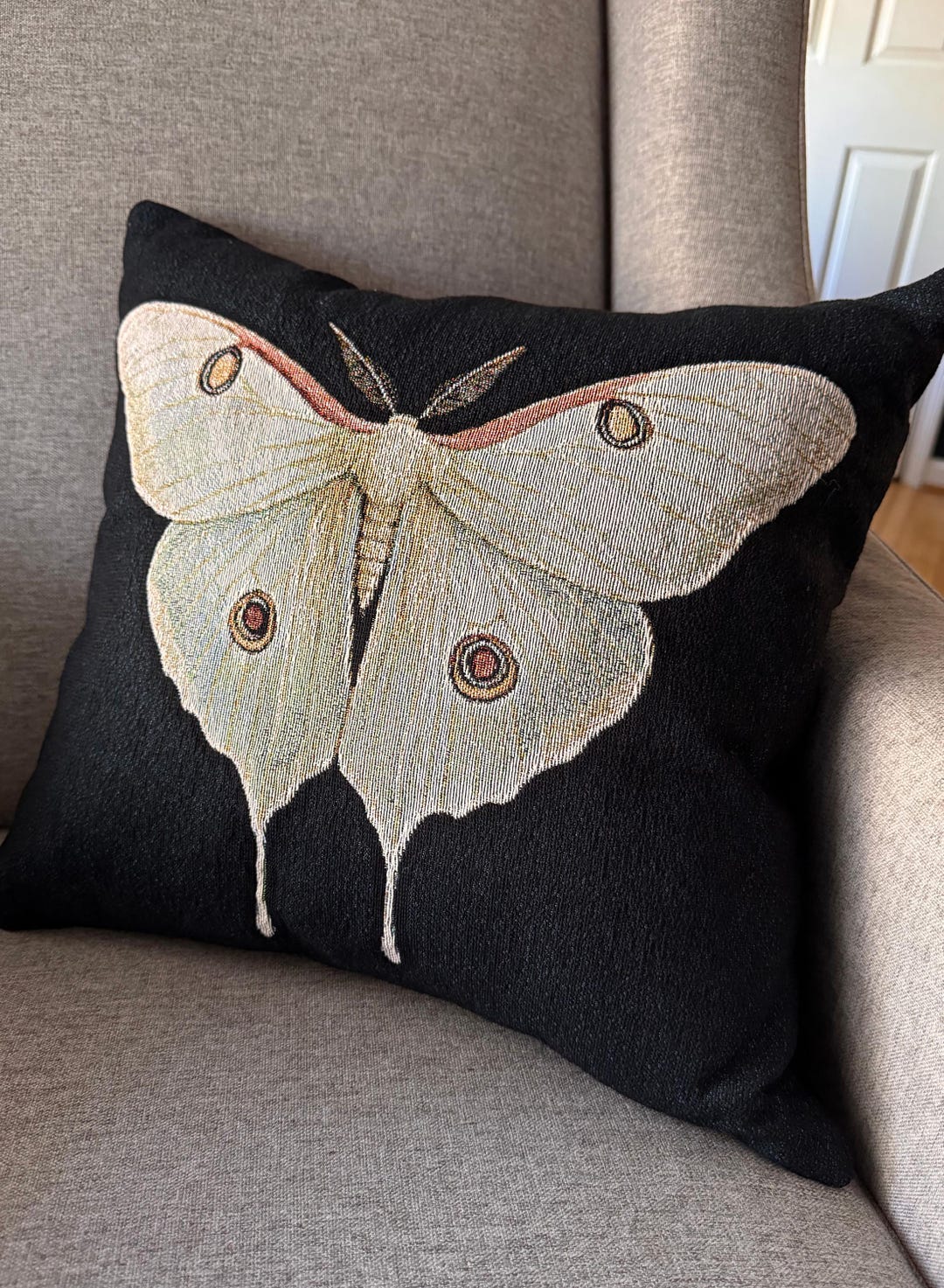 Woven Luna Moth Pillow | Moth Throw Pillow | Bohemian Decor | Eclectic ...