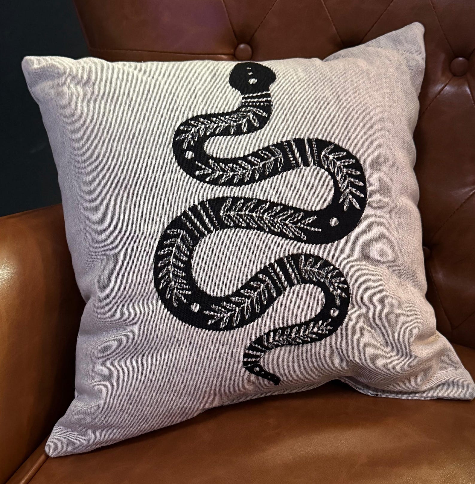 Woven Snake Pillow | Snake Throw | Botanical Snake | Bohemian Decor ...
