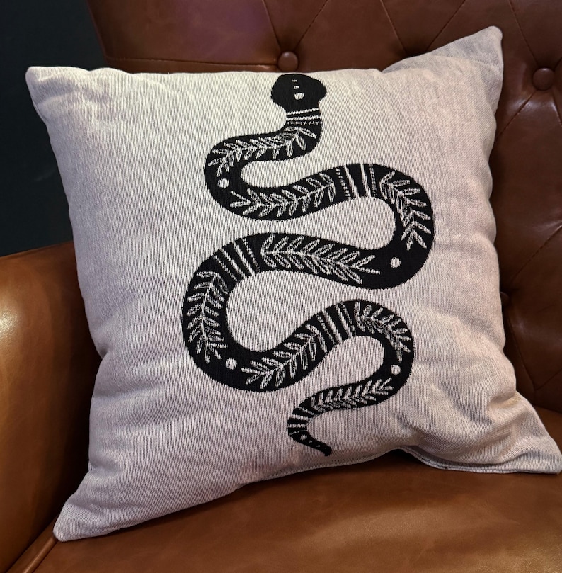 Woven Snake Pillow | Snake Throw | Botanical Snake | Bohemian Decor ...