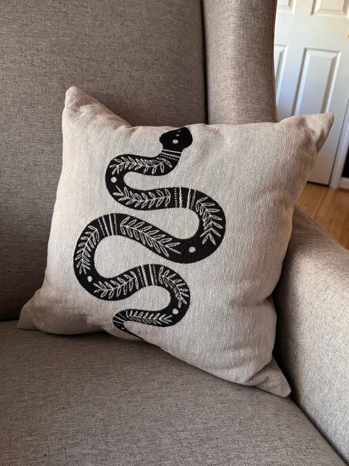 Woven Snake Pillow | Snake Throw | Botanical Snake | Bohemian Decor ...