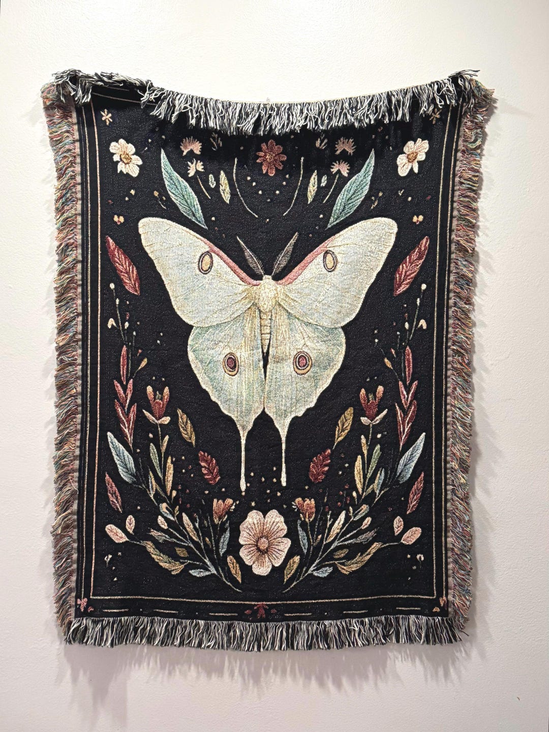 Luna Moth Woven Blanket | Moon Moth Throw Blanket | Moth Blanket Gift ...