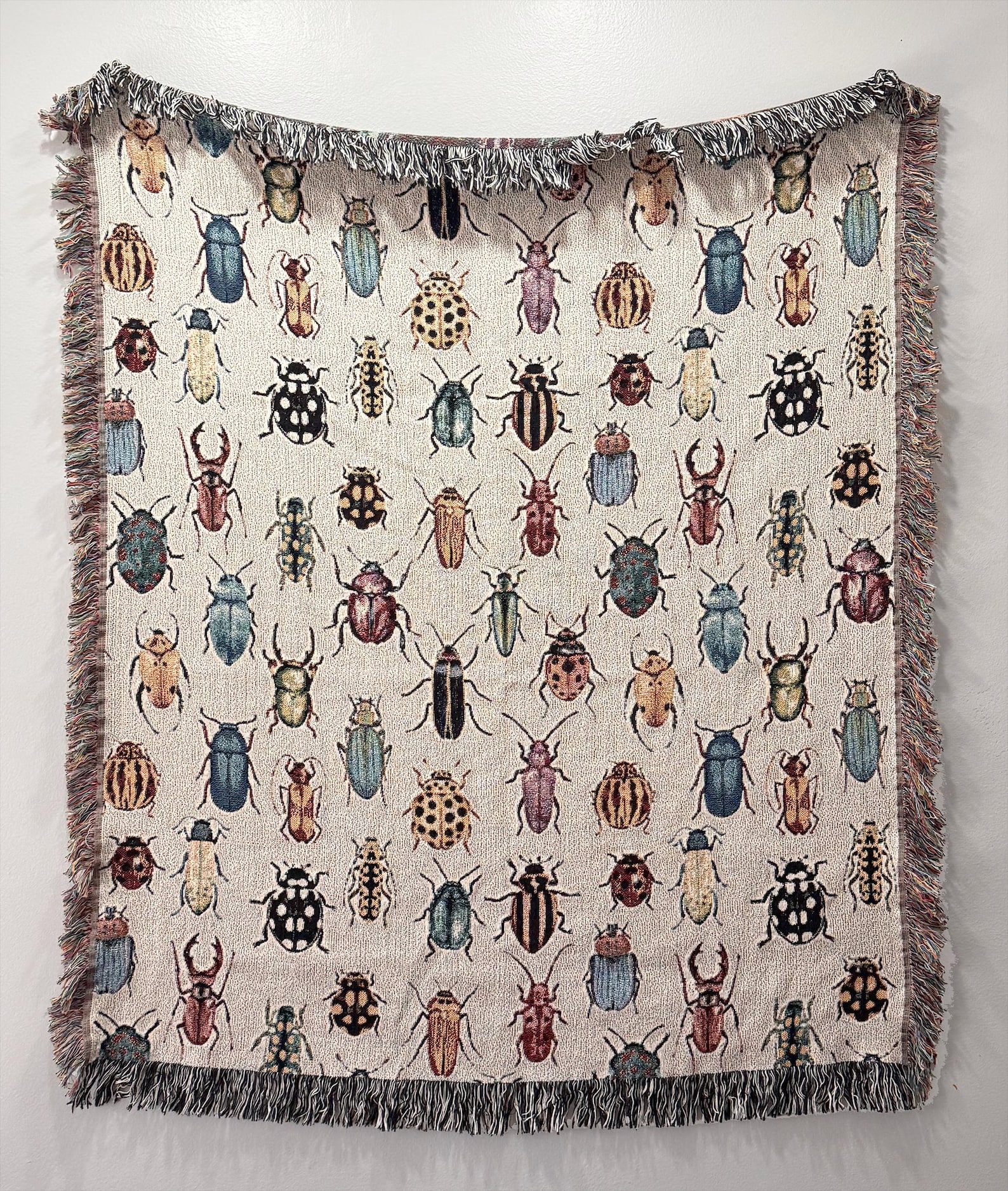 Woven Beetle Blanket Light | Woven Insect Throw Blanket | Bug Throw ...