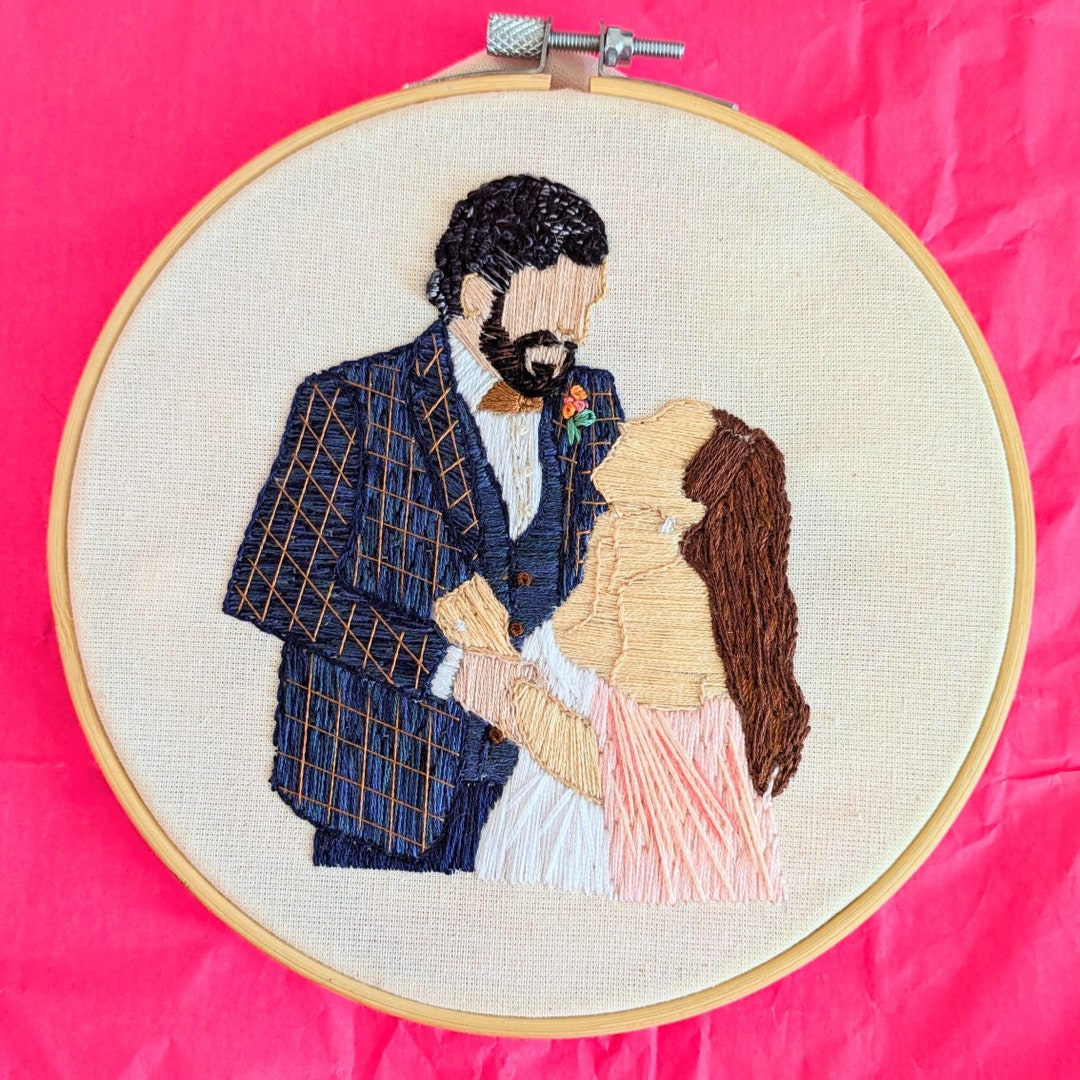 Custom Hand Embroidered Portrait (modern Embroidery/couple/wedding ...