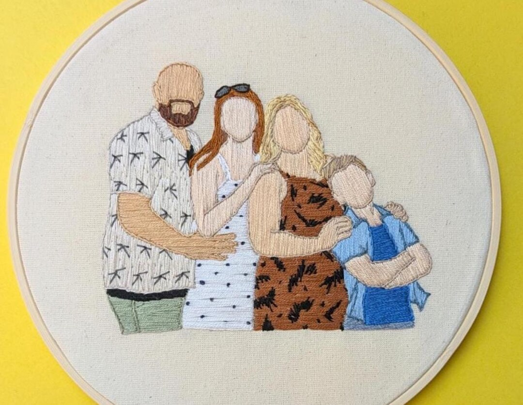 Custom Hand Embroidered Family Portrait (modern Embroidery/family ...