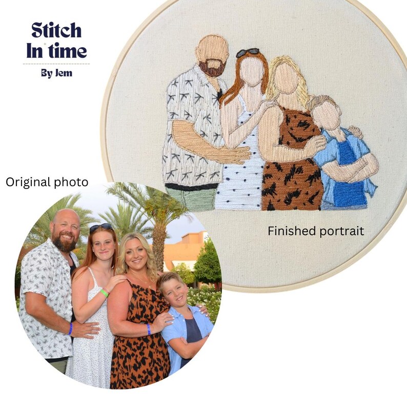 Custom Hand Embroidered Family Portrait (modern Embroidery/family ...
