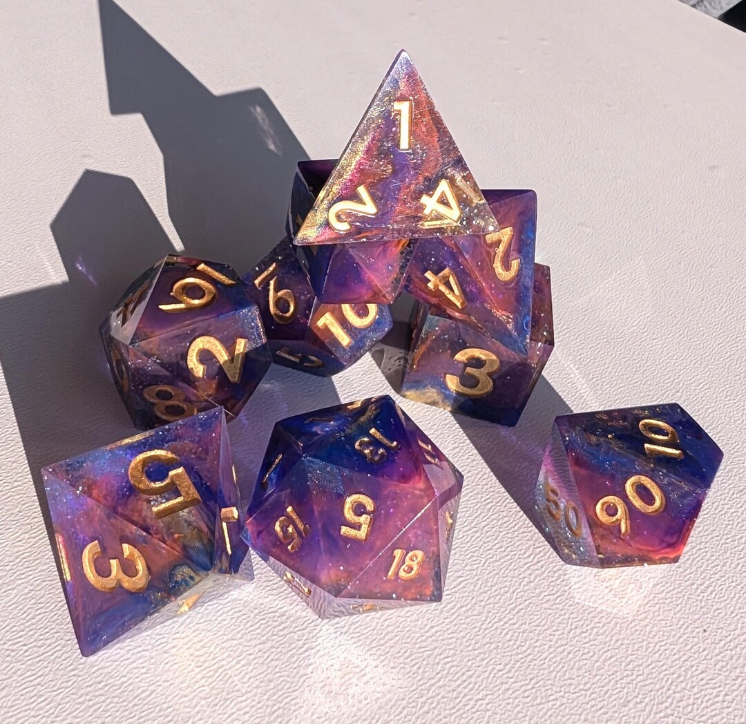 Dnd Dice Set Stardust Vortex, Resin Dice, D20 Dice, D6 Dice, Polyhedral ...
