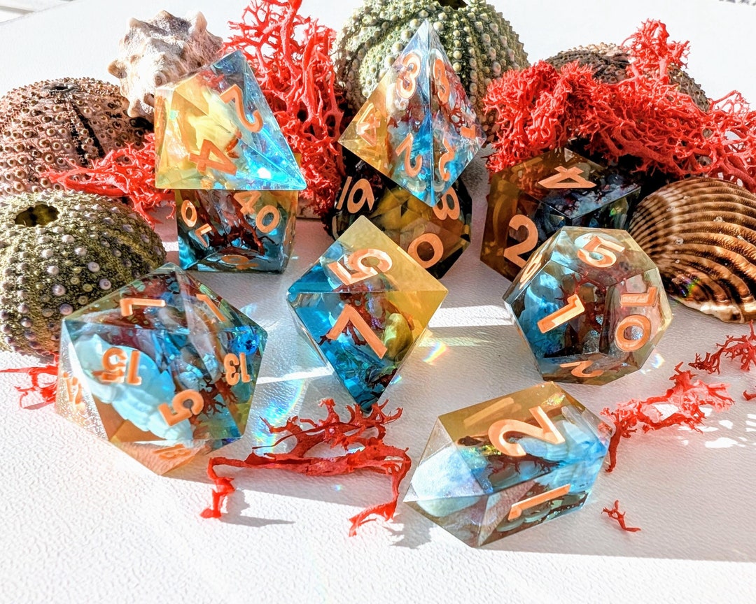Dnd Dice Set Dreams of the Sea, Resin Dice, D20 Die, D6 Die, Polyhedral ...