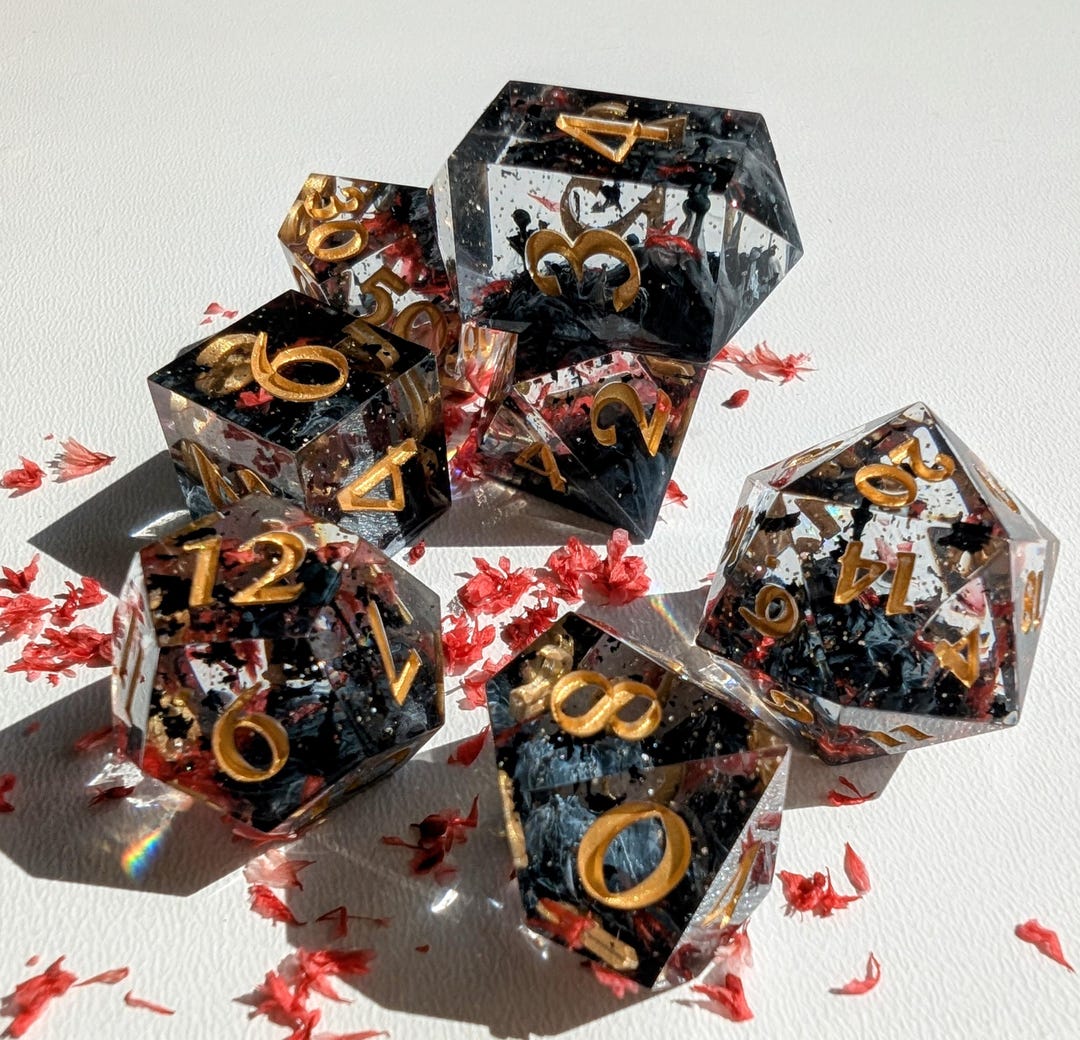 Dnd Dice Set Clair Obscur, Handmade Resin Dice Set, Artistic Floral Dice, RPG Polyhedral Dice ...