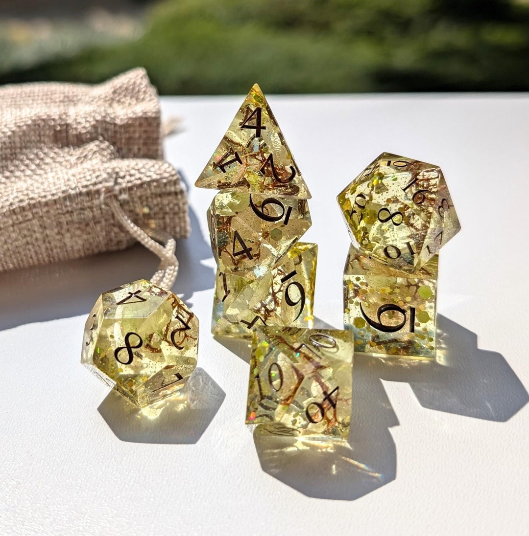 Dnd Dice Set Faerie's Blessing, Resin Dice, D20 Dice, D6 Dice ...
