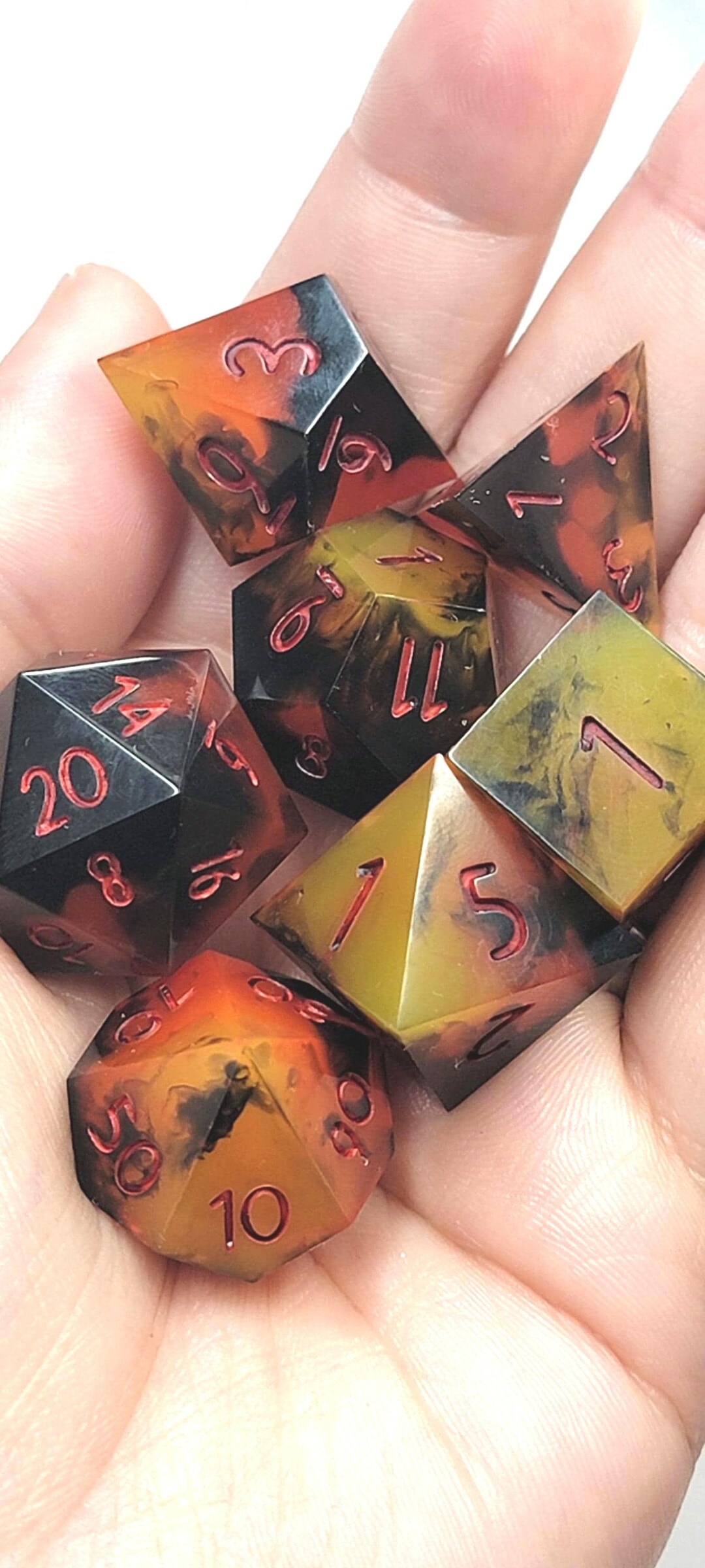 Lava Rocks - Handmade Sharp Edge 7 Set Dnd MTG TTRPG Dice - 202 - Etsy