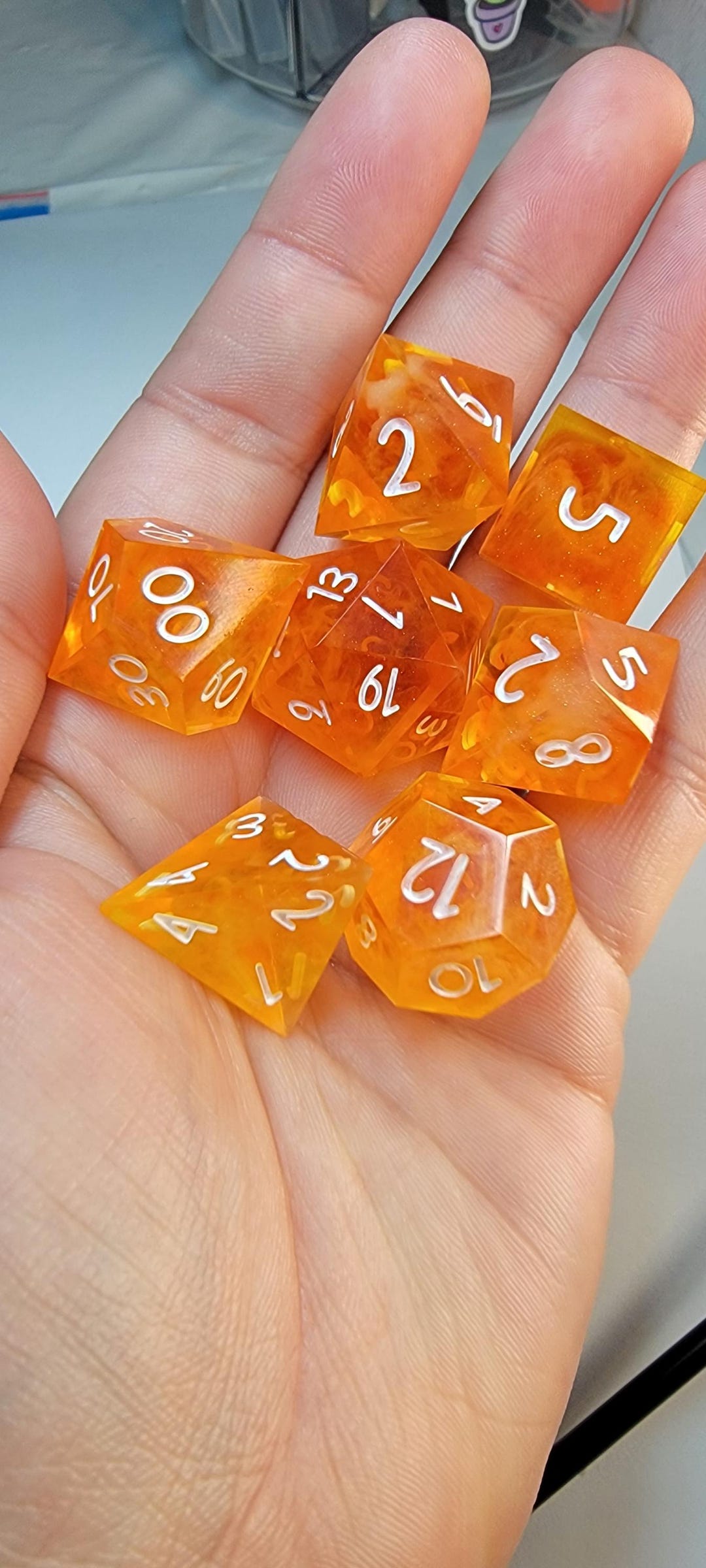 Amber Bliss - Orange Yellow and White - Handmade Sharp Edge 7 Set Dnd ...