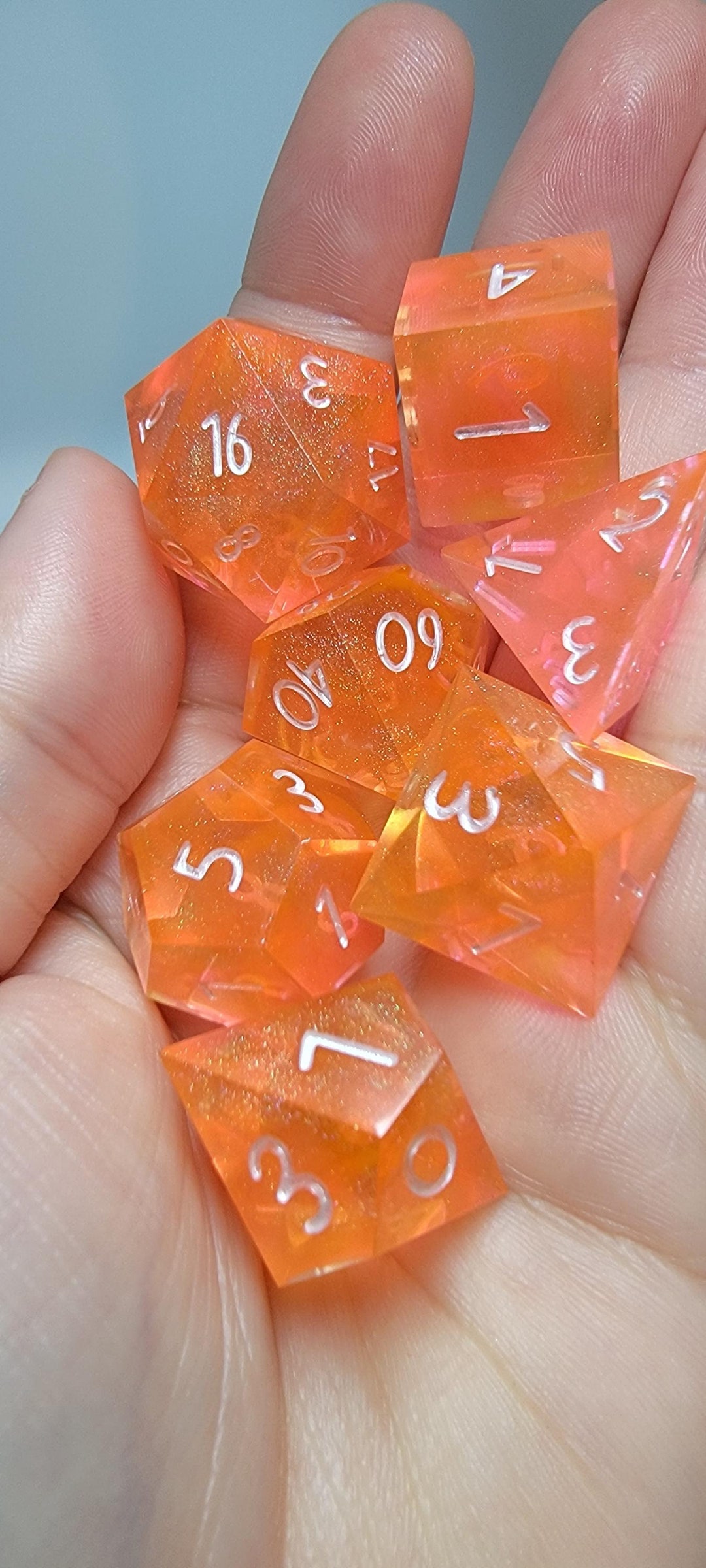 Neon Lights - Orange Pink and Yellow Sharp Edge 7 Set Dnd MTG TTRPG ...