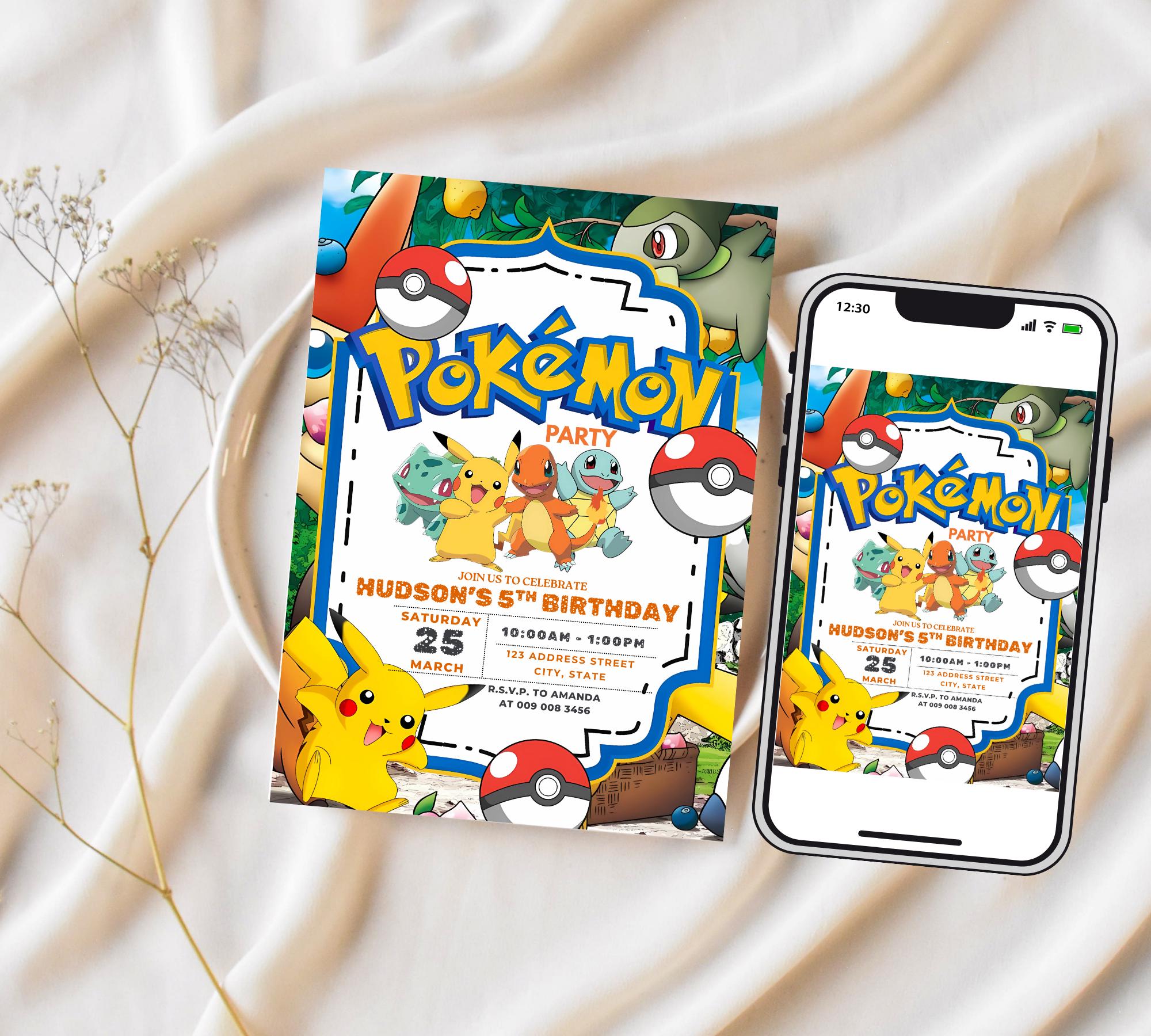 Editable Pokemon Invitation, Pokemon Birthday Invitation, Digital ...