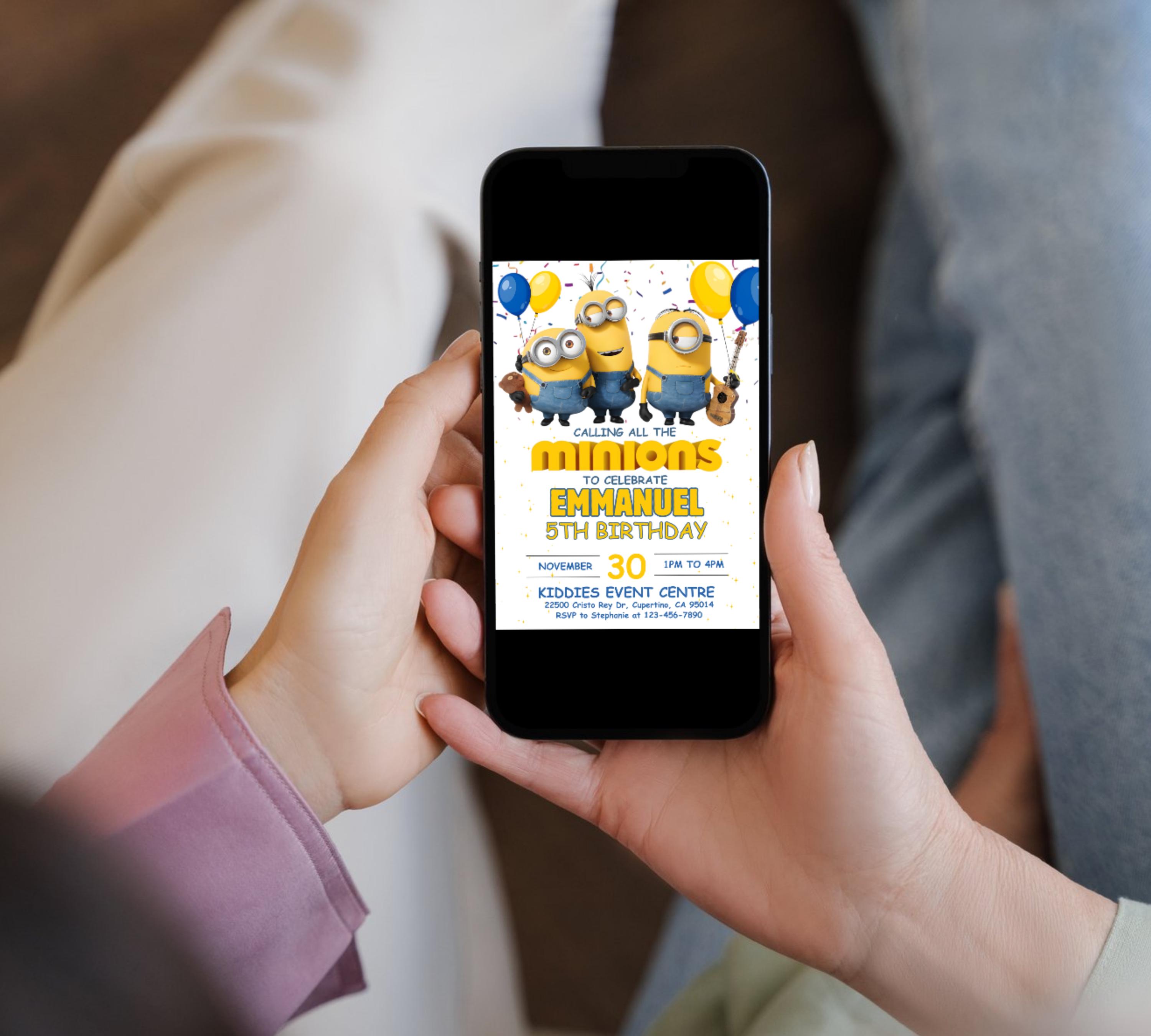 Editable Minions Birthday Party Invitation Template for Kids, Minion ...