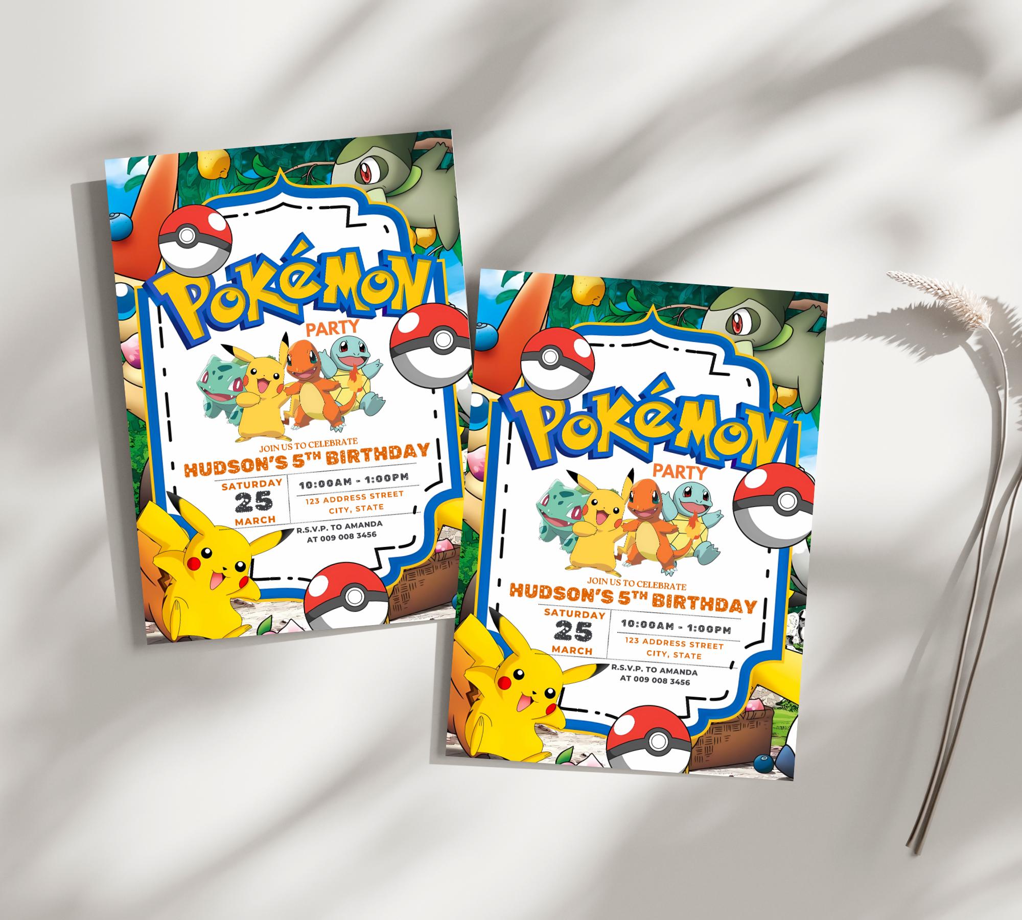 Editable Pokemon Invitation, Pokemon Birthday Invitation, Digital ...
