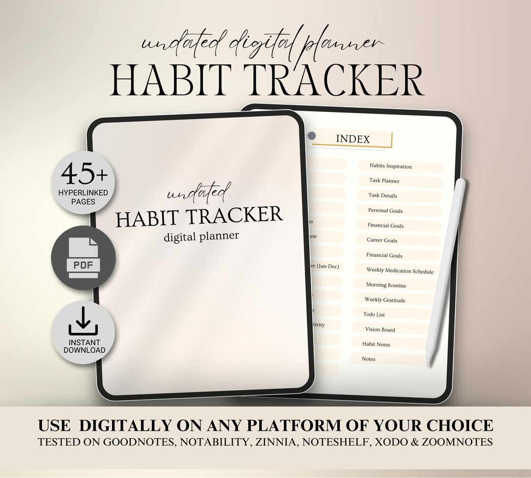 Habit Tracker Goodnotes Digital Planner, Self Care Planner, Workout ...
