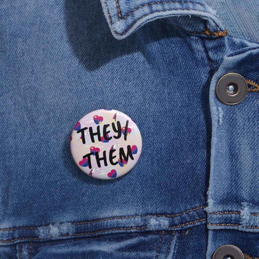 Dreamy Bi Pride They/them Pronoun Button Pin - Etsy
