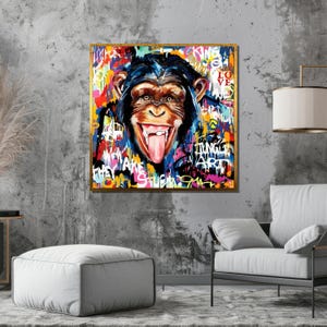 Chimpanzee Graffiti Art Print - Bold Urban Street Style Canvas ...