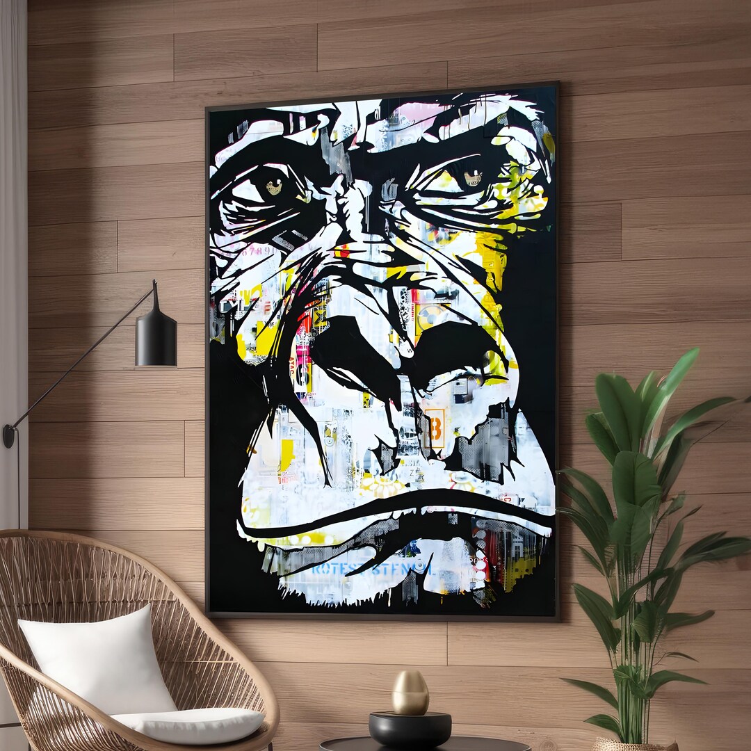 Urban Gorilla - Bold and Modern Abstract Animal Canvas Art - Etsy