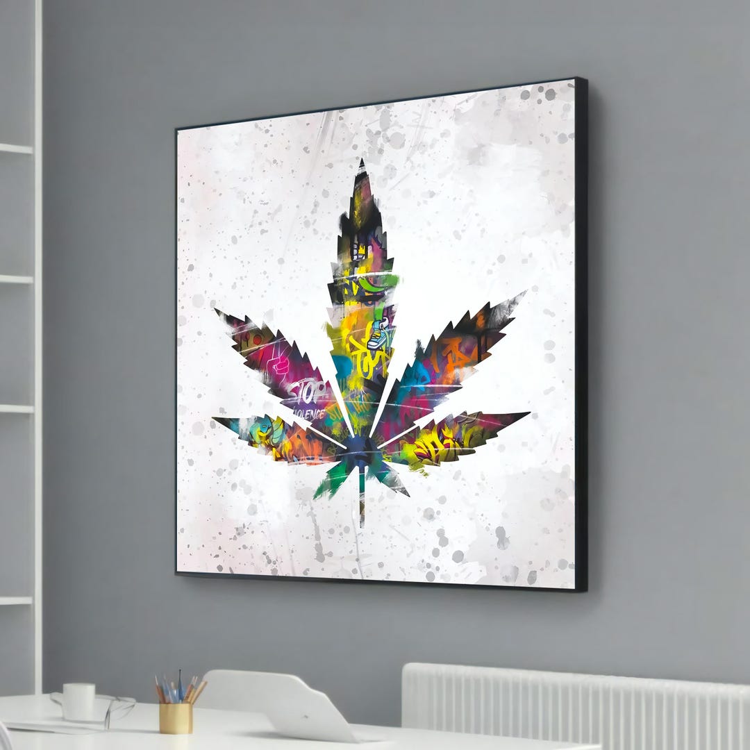 Graffiti Marijuana Leaf Art Print - Colorful Urban Street Style Canvas ...