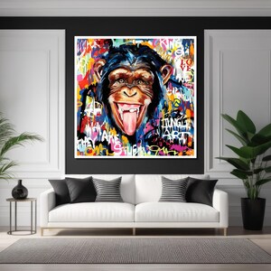 Chimpanzee Graffiti Art Print - Bold Urban Street Style Canvas ...