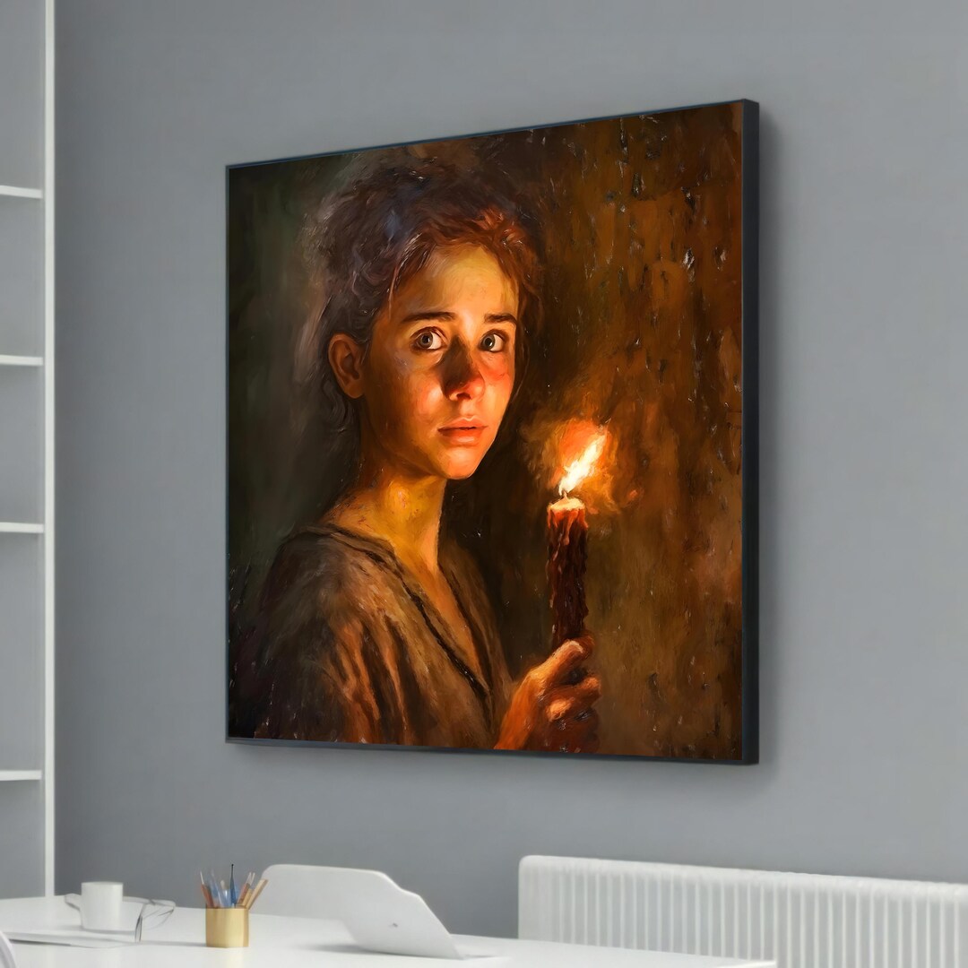 Girl Holding Candle - Dramatic Realism Art - Warm and Emotional ...