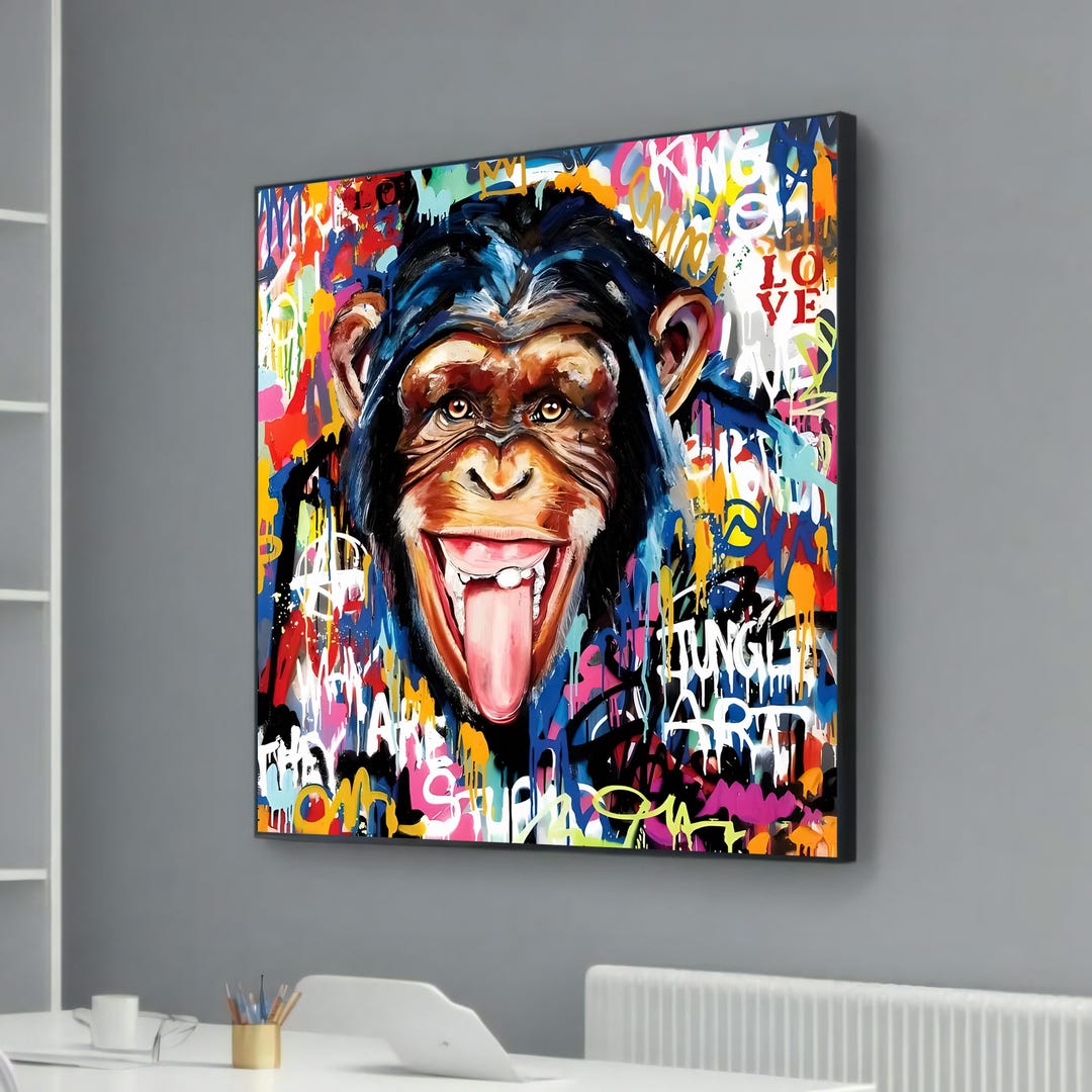Chimpanzee Graffiti Art Print - Bold Urban Street Style Canvas ...