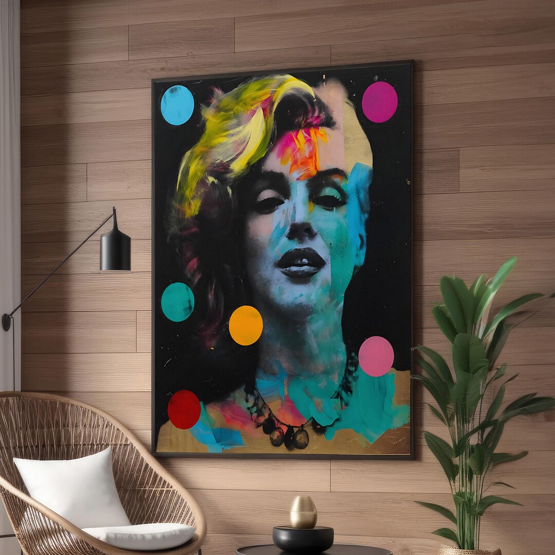 Colorful Abstract Marilyn Monroe Canvas - Pop Art Portrait With Vibrant Neon Colors and ...