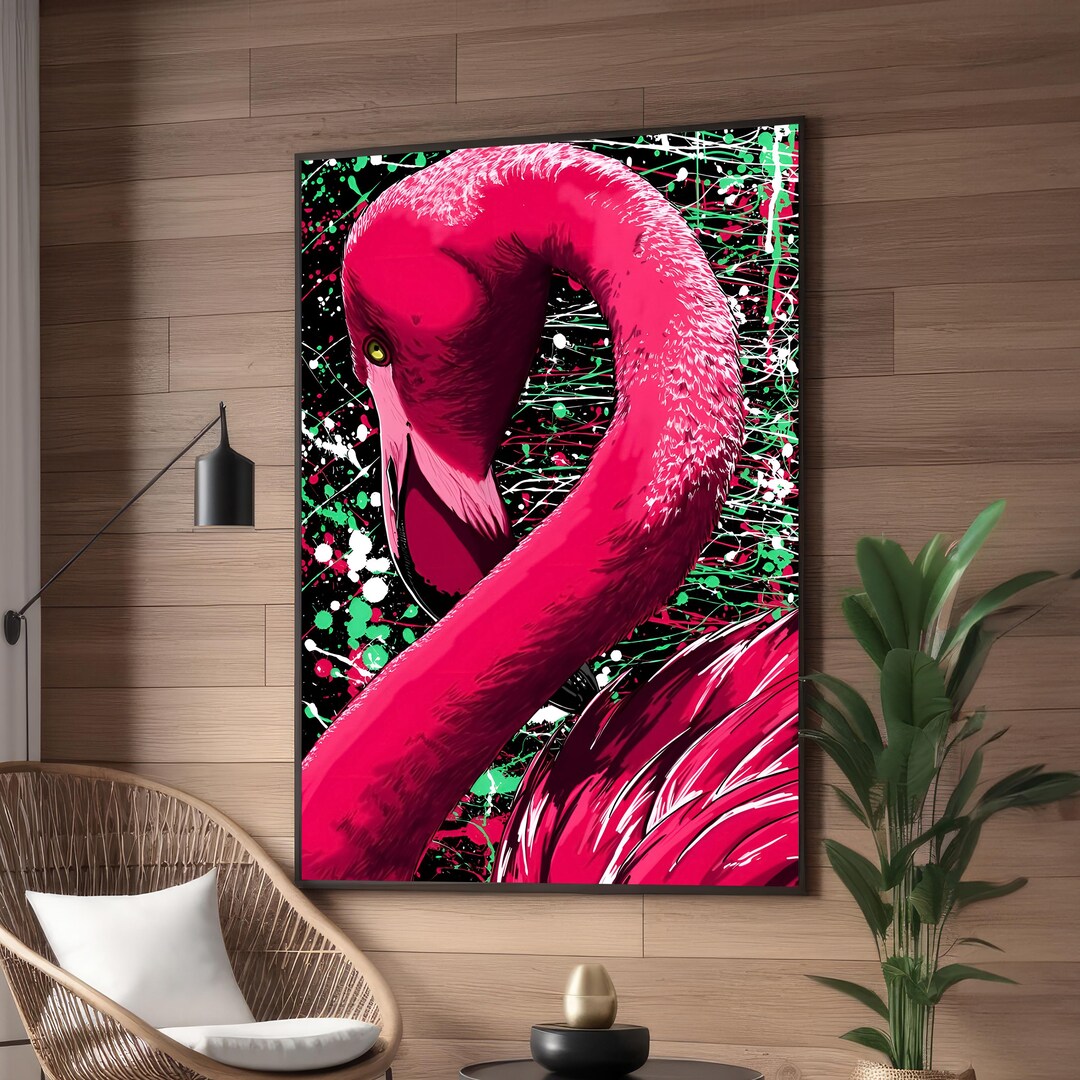 Vibrant Pink Flamingo - Bold and Abstract Pop Art Canvas - Etsy