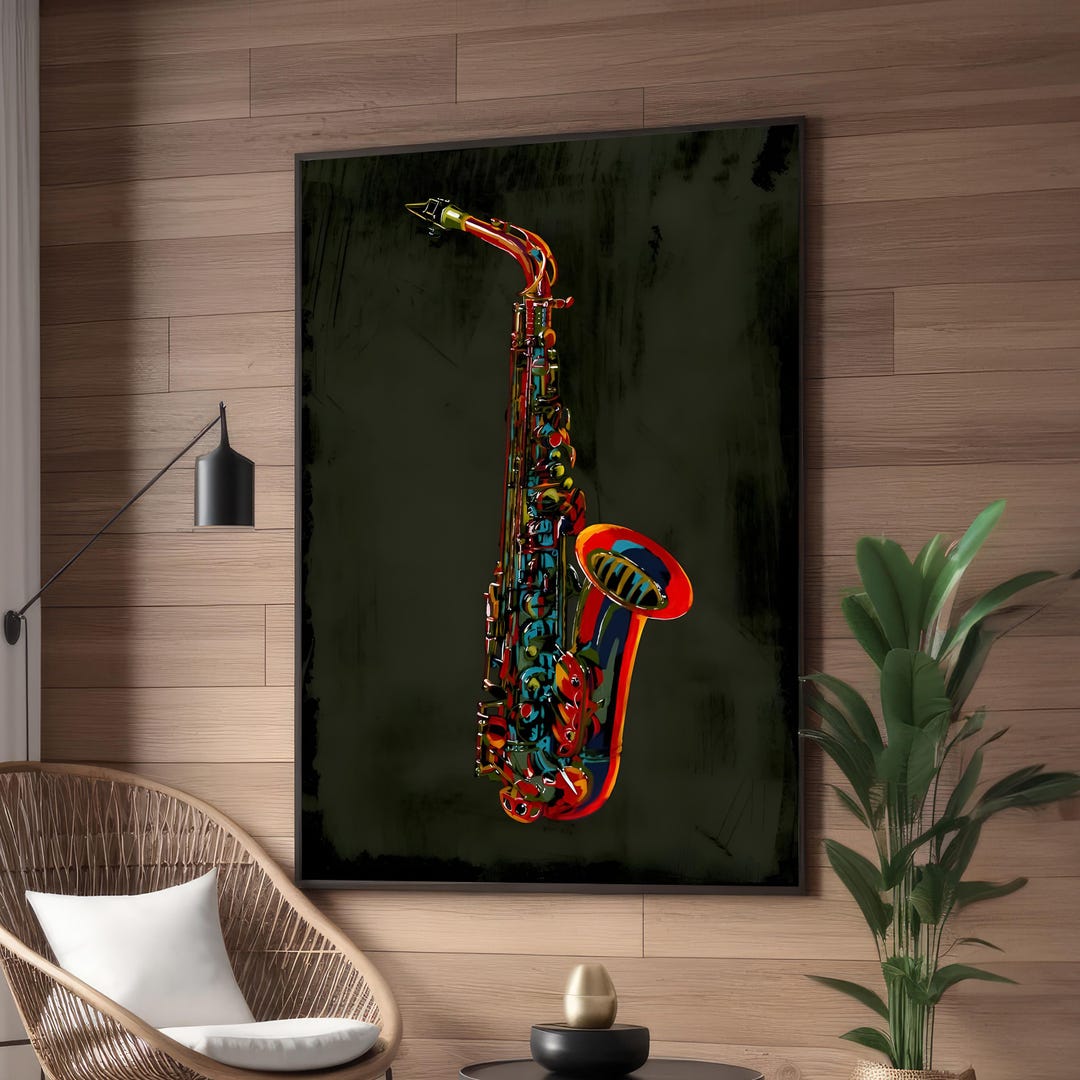 Colorful Saxophone Canvas Wall Art - Abstract Music Decor - Jazz Lover ...