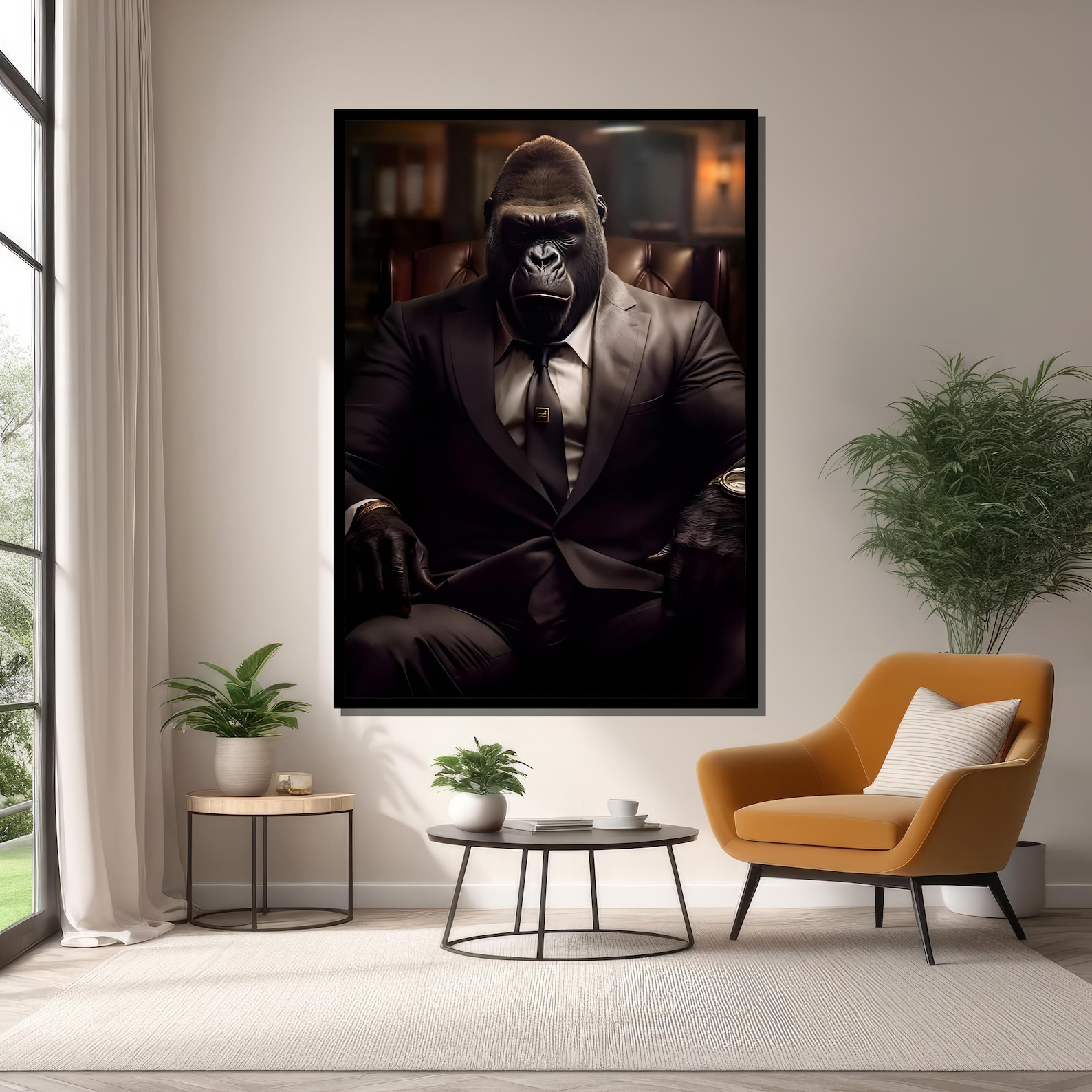 Boss Gorilla in a Suit Powerful and Humorous Animal Portrait Canvas Art ...