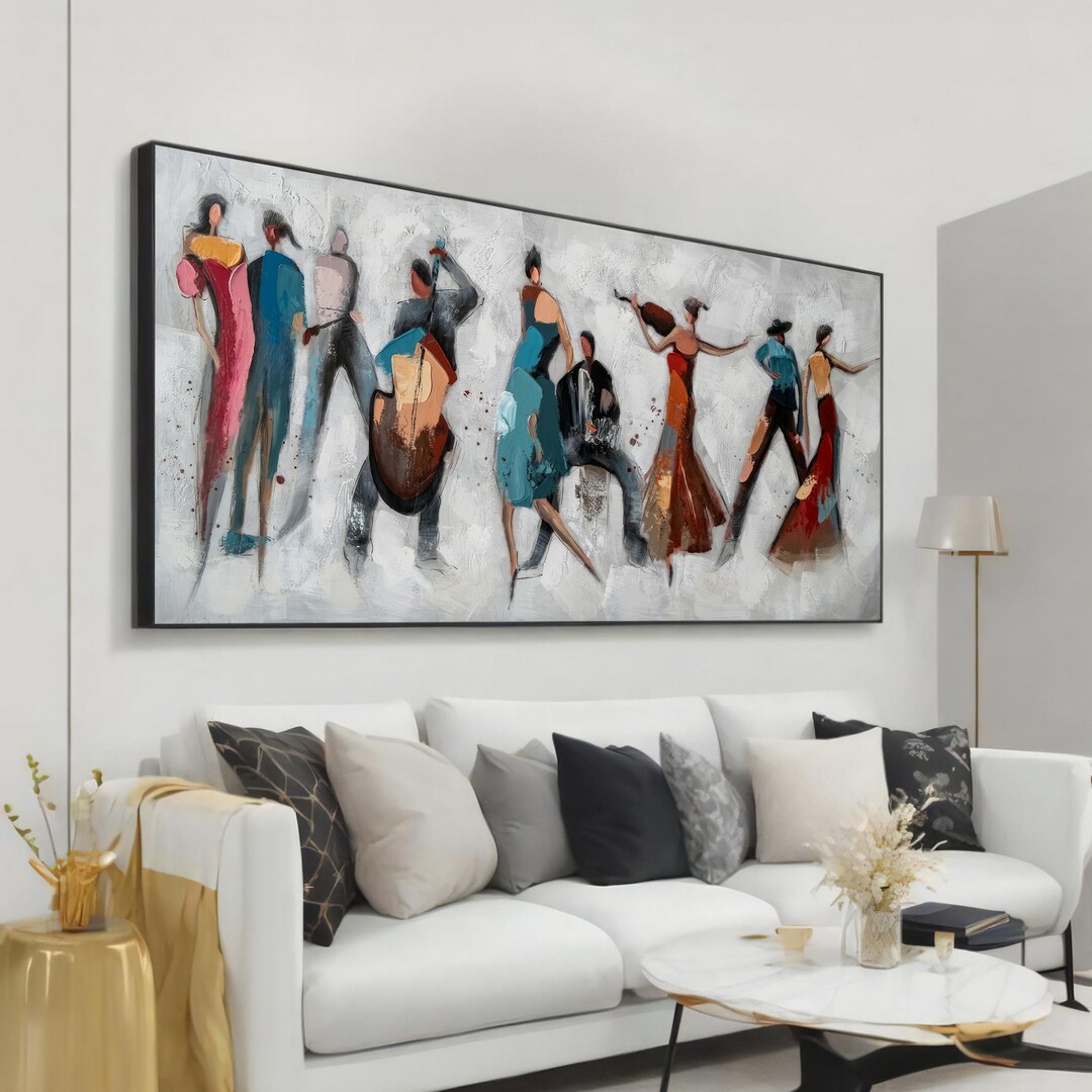 Abstract Dance and Music Canvas Print - Festive Ballroom Dancers and ...