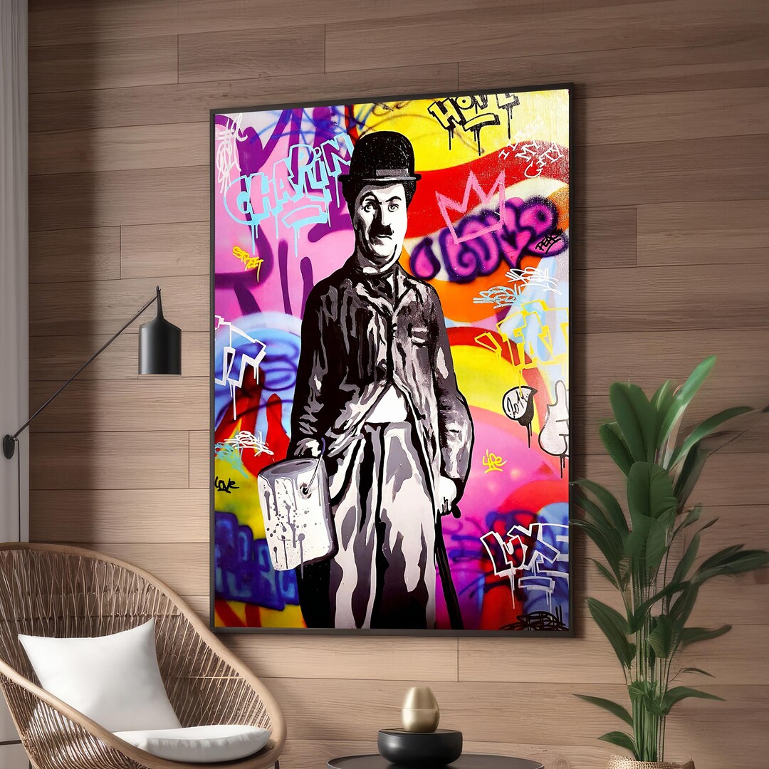 Charlie Chaplin Graffiti Art | Banksy Style Pop Art Canvas | Colorful ...
