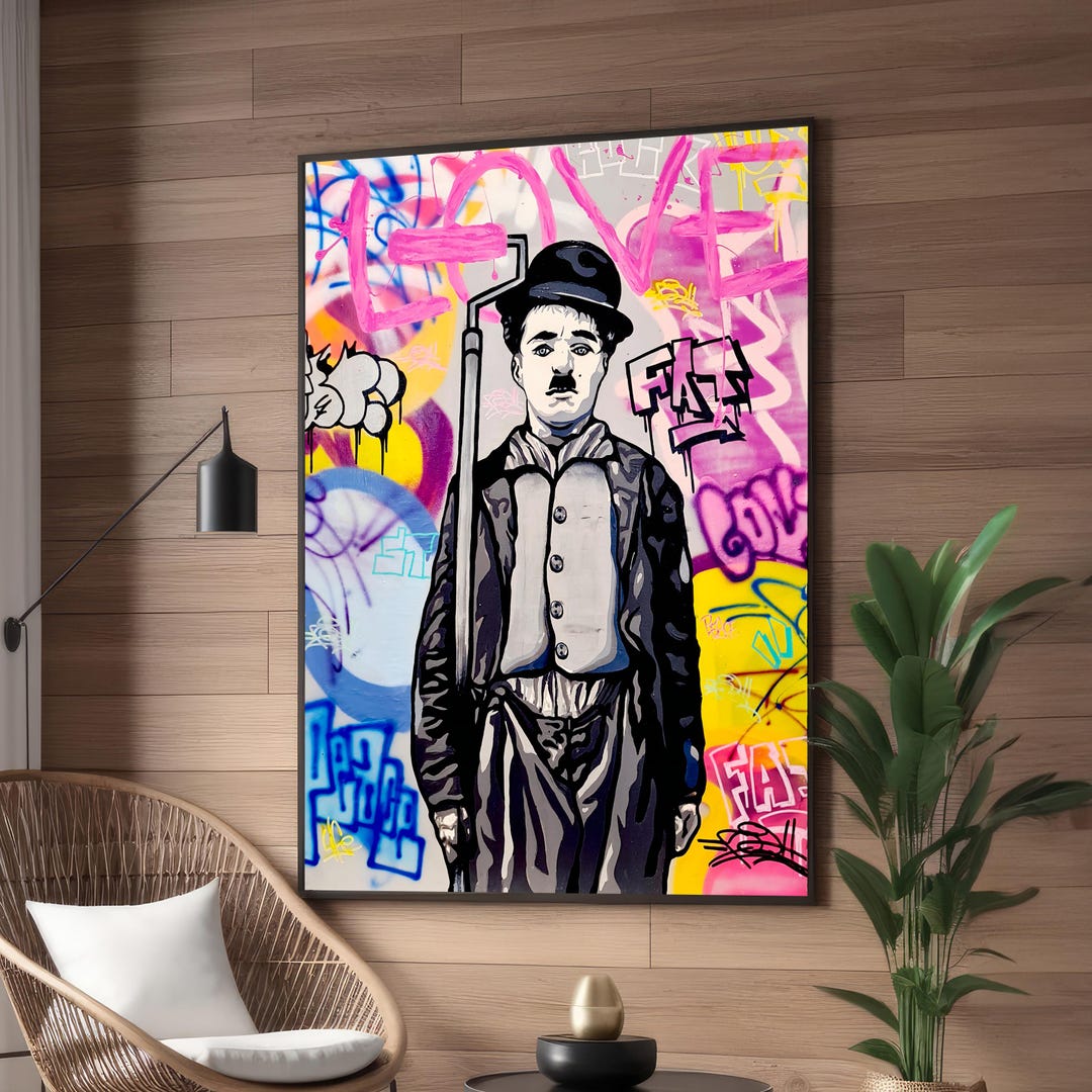 Charlie Chaplin Graffiti Art | Pop Art Canvas Print | Colorful Urban ...