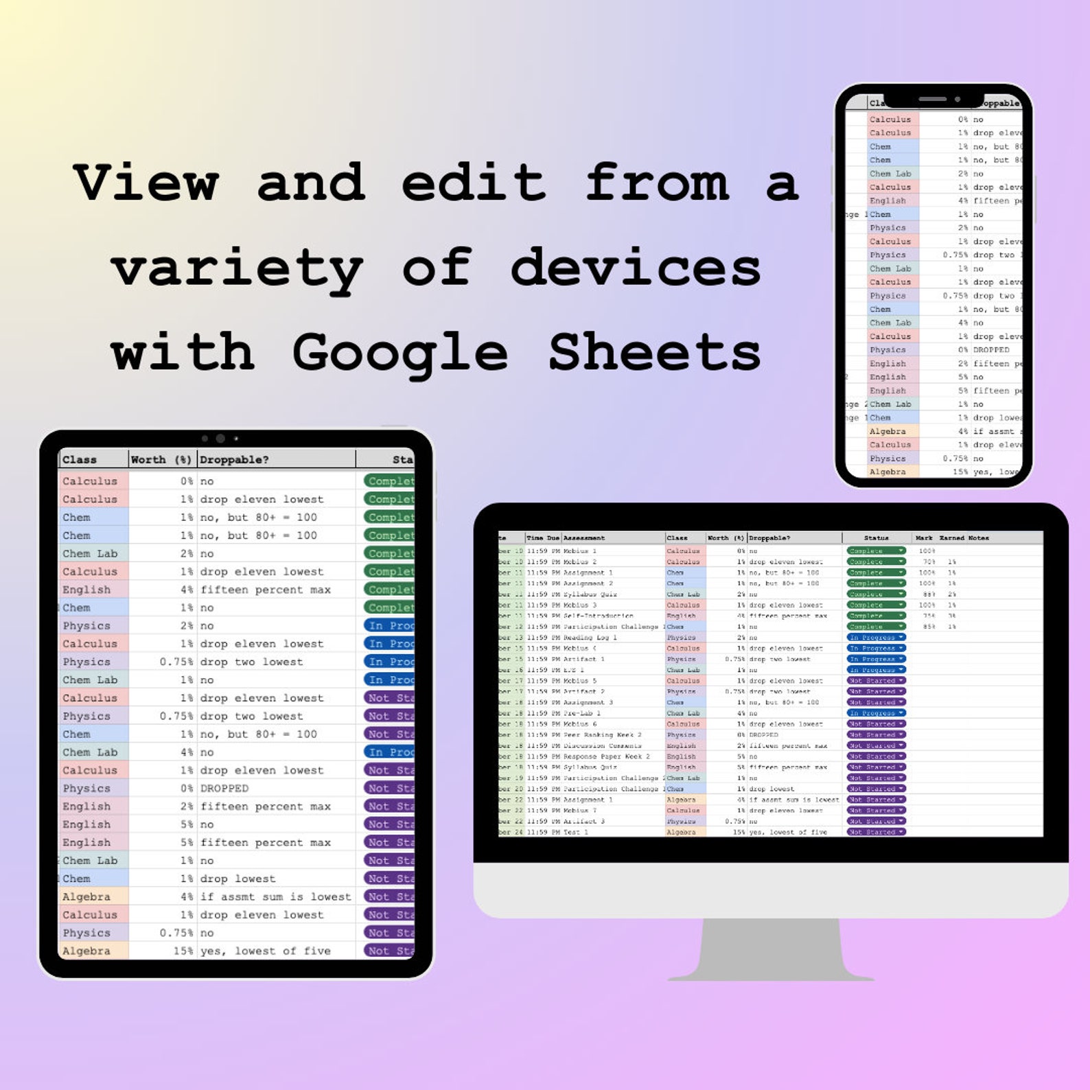 Student Assignment Tracker and Grade Calculator (google Sheets ...