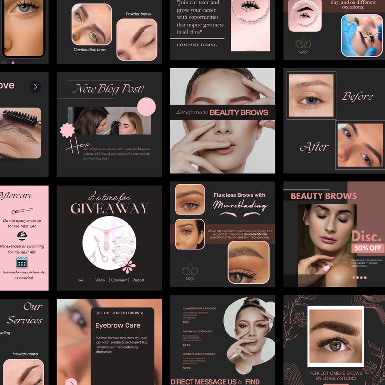 Luxury Brow Instagram Templates, Microblading Brow, Brow Tech Templates ...