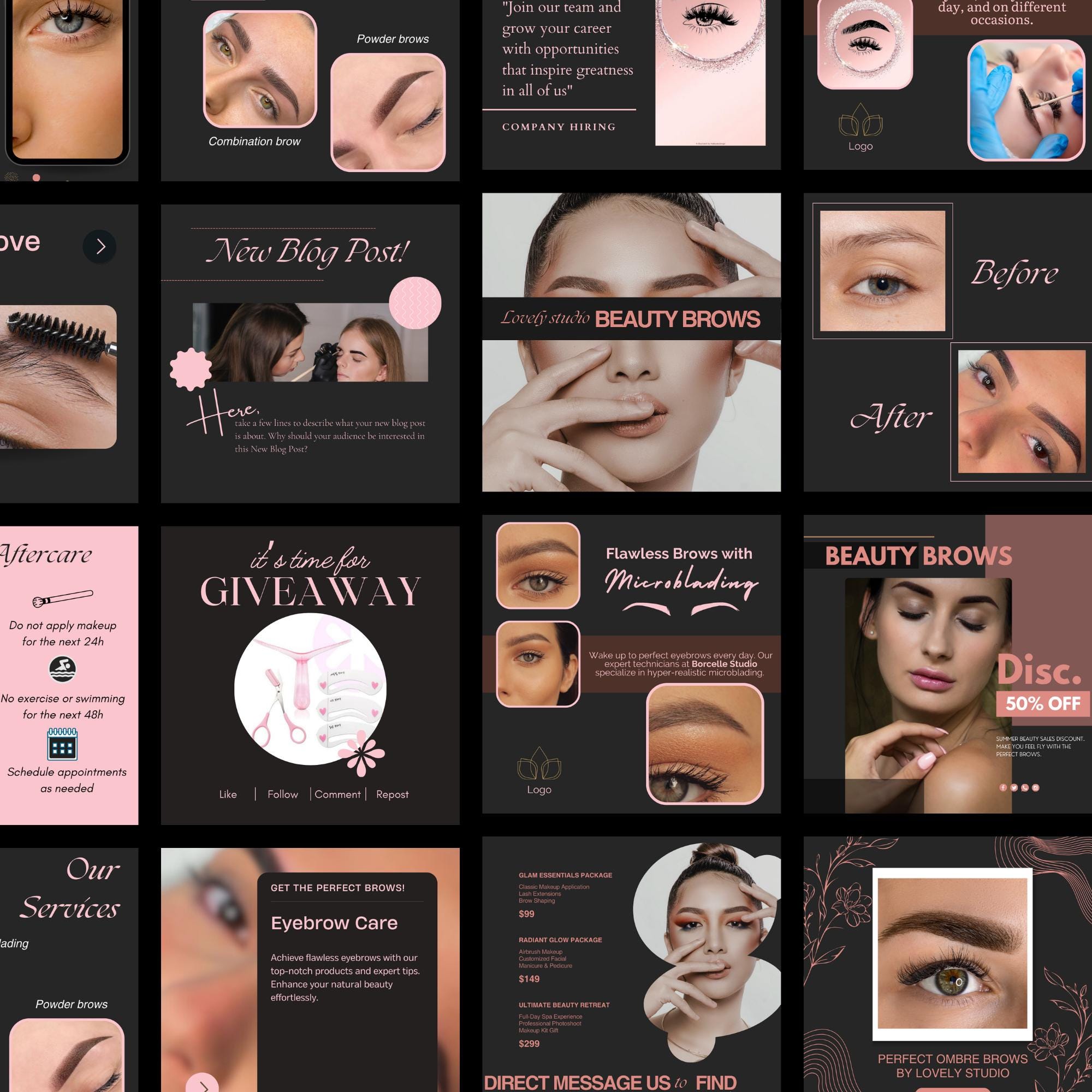 Luxury Brow Instagram Templates, Microblading Brow, Brow Tech Templates ...