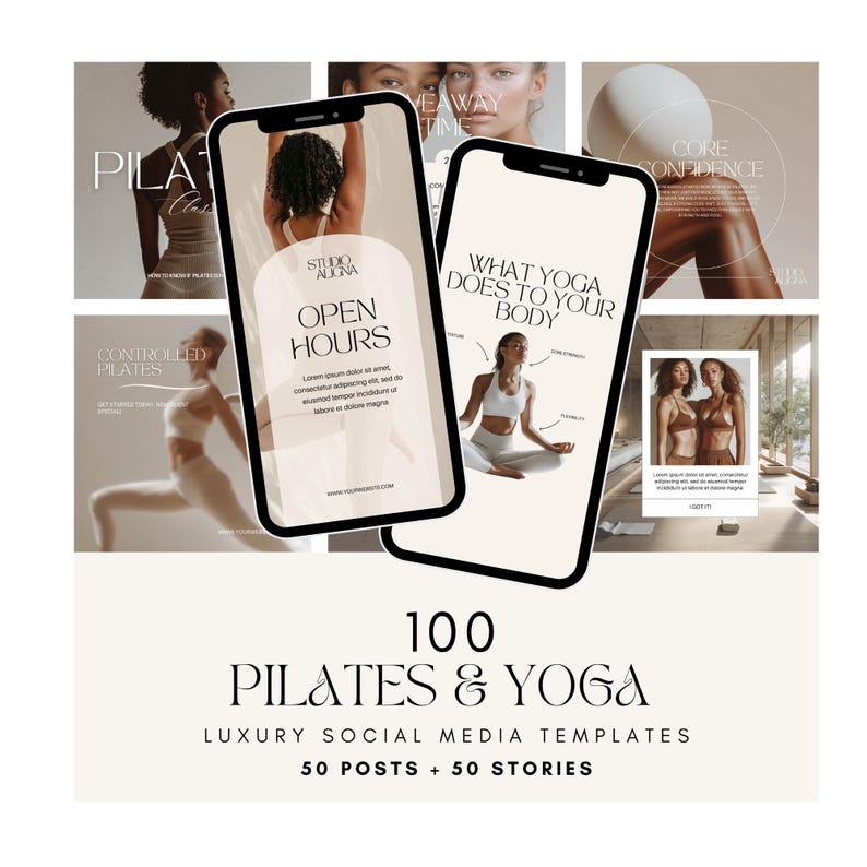 Pilates Coach Instagram Post Templates Pilates Yoga Instagram Templates ...