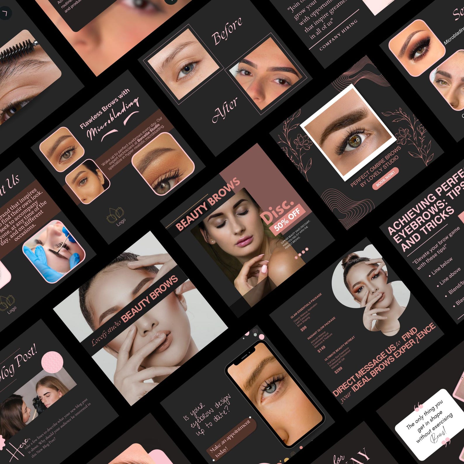 Luxury Brow Instagram Templates, Microblading Brow, Brow Tech Templates ...