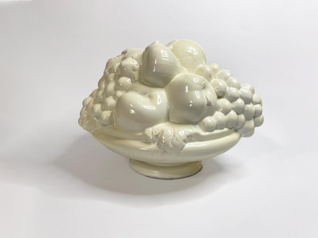 Vintage Ceramic Fruit Bowl Centerpiece Cream - Etsy