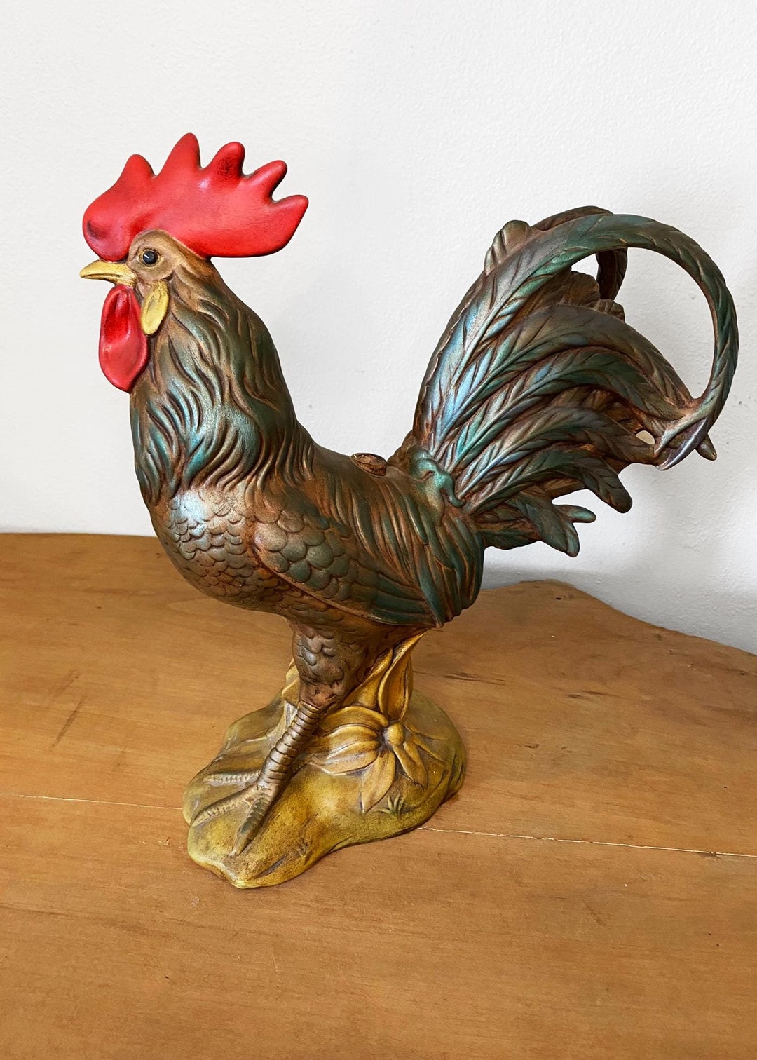 LARGE, 15 Tall Ceramic Rooster Statue / Lamp From Vintage Atlantic Mid ...
