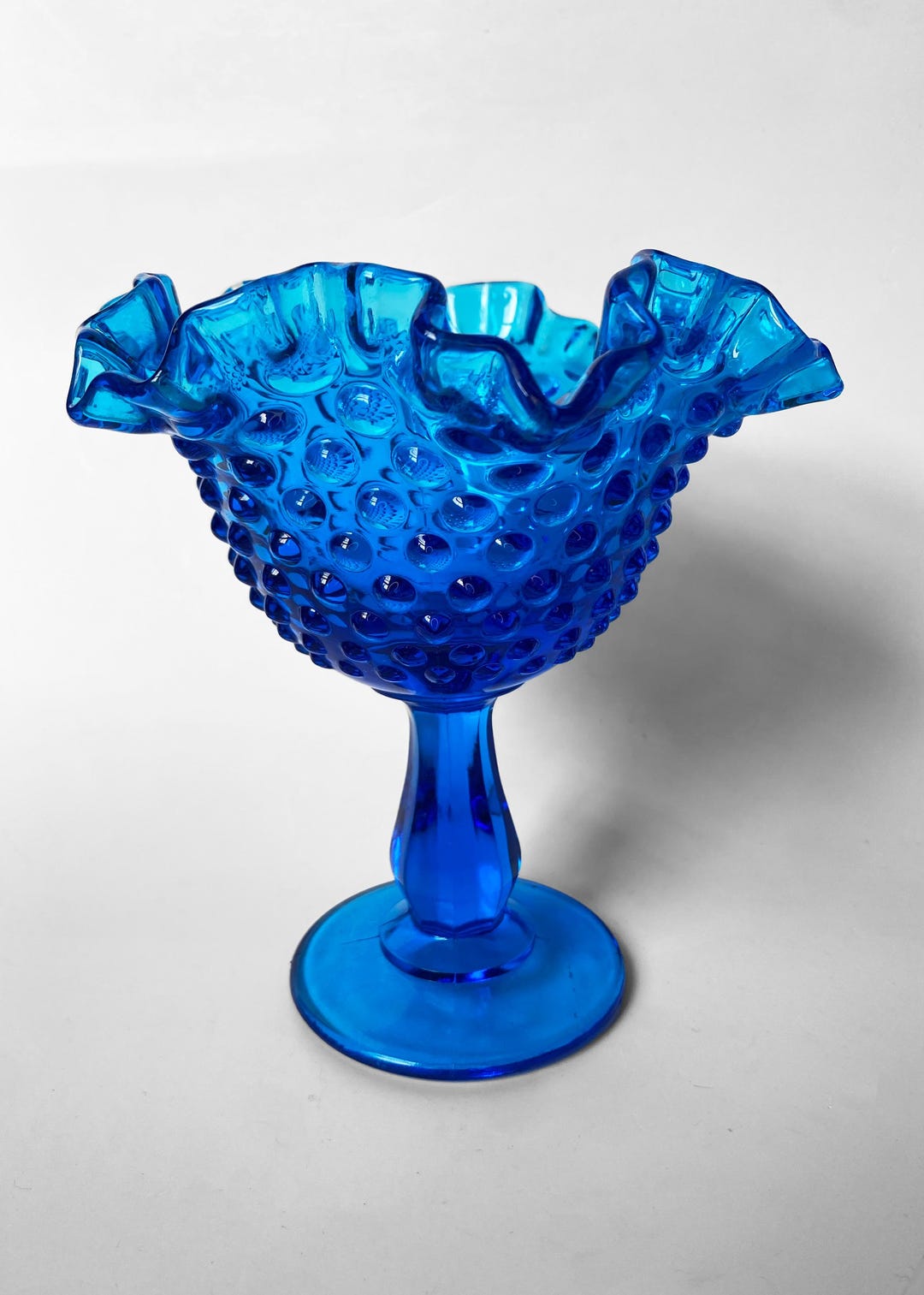 Vintage Fenton Colonial Blue Glass Hobnob Candy Dish / Pedestal Dish 6 ...