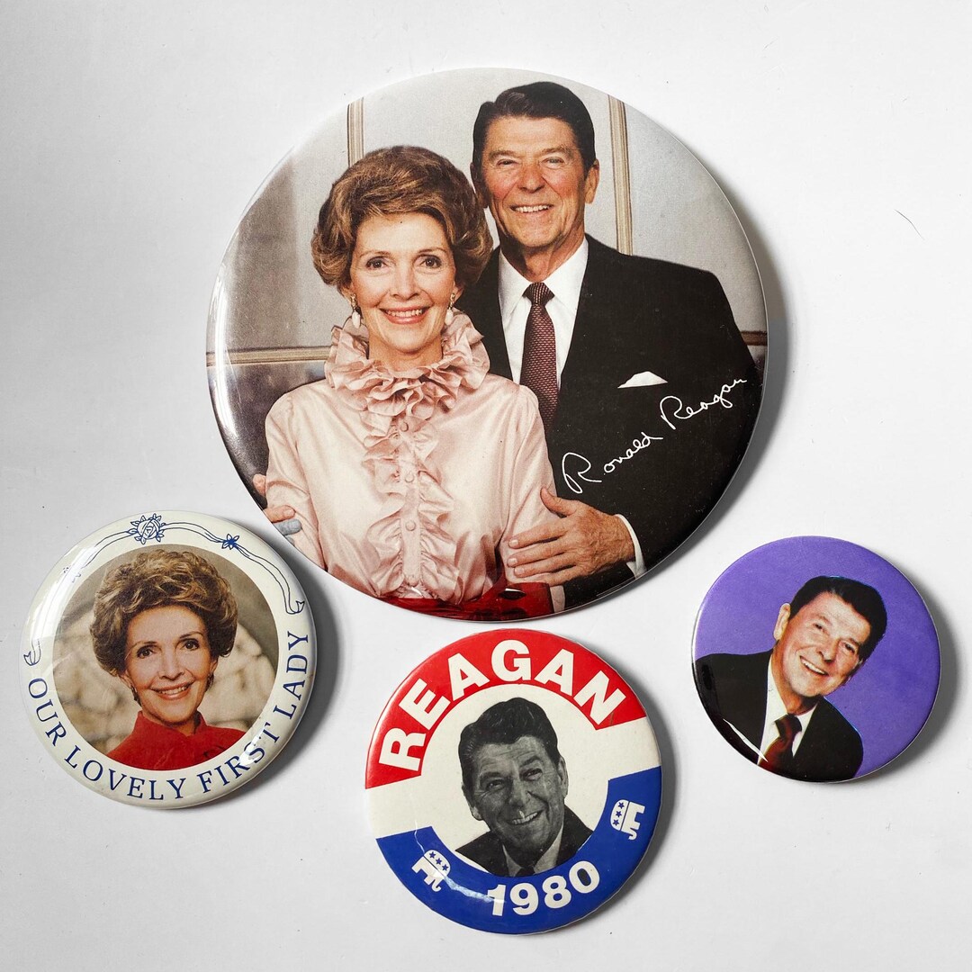 Vintage Political Button Pins - Ronald and Nancy Reagan - 1980s - Etsy