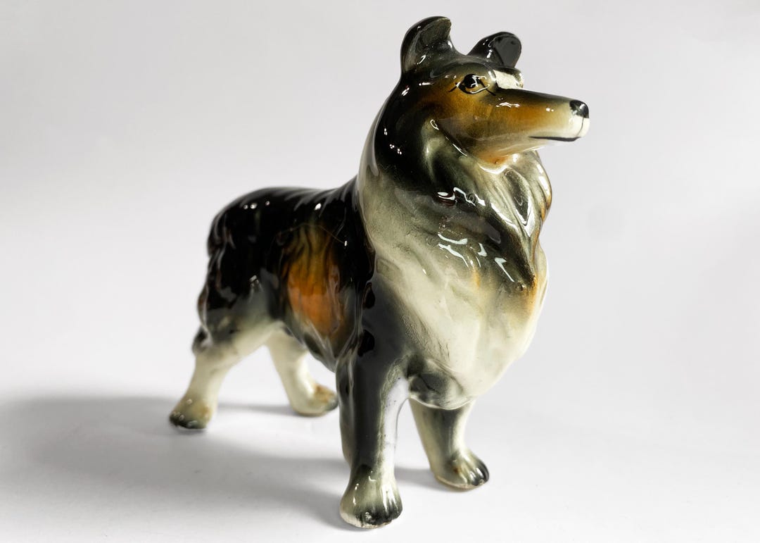 Vintage Porcelain Collie Figurine - Animal / Dog / Puppy / Border ...