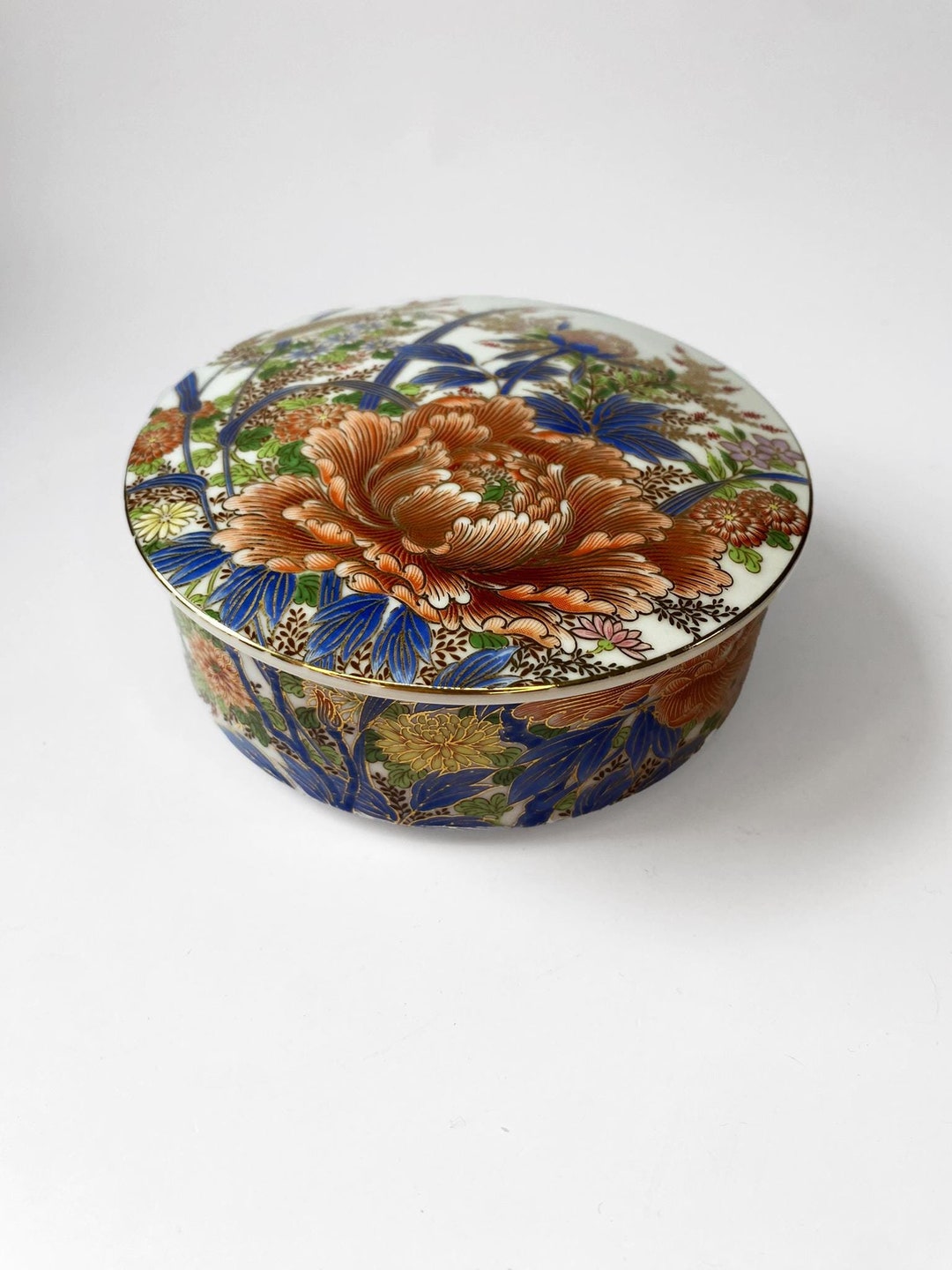 Vintage Porcelain Shibata Toki Japanese Trinket Box Flowers/floral ...
